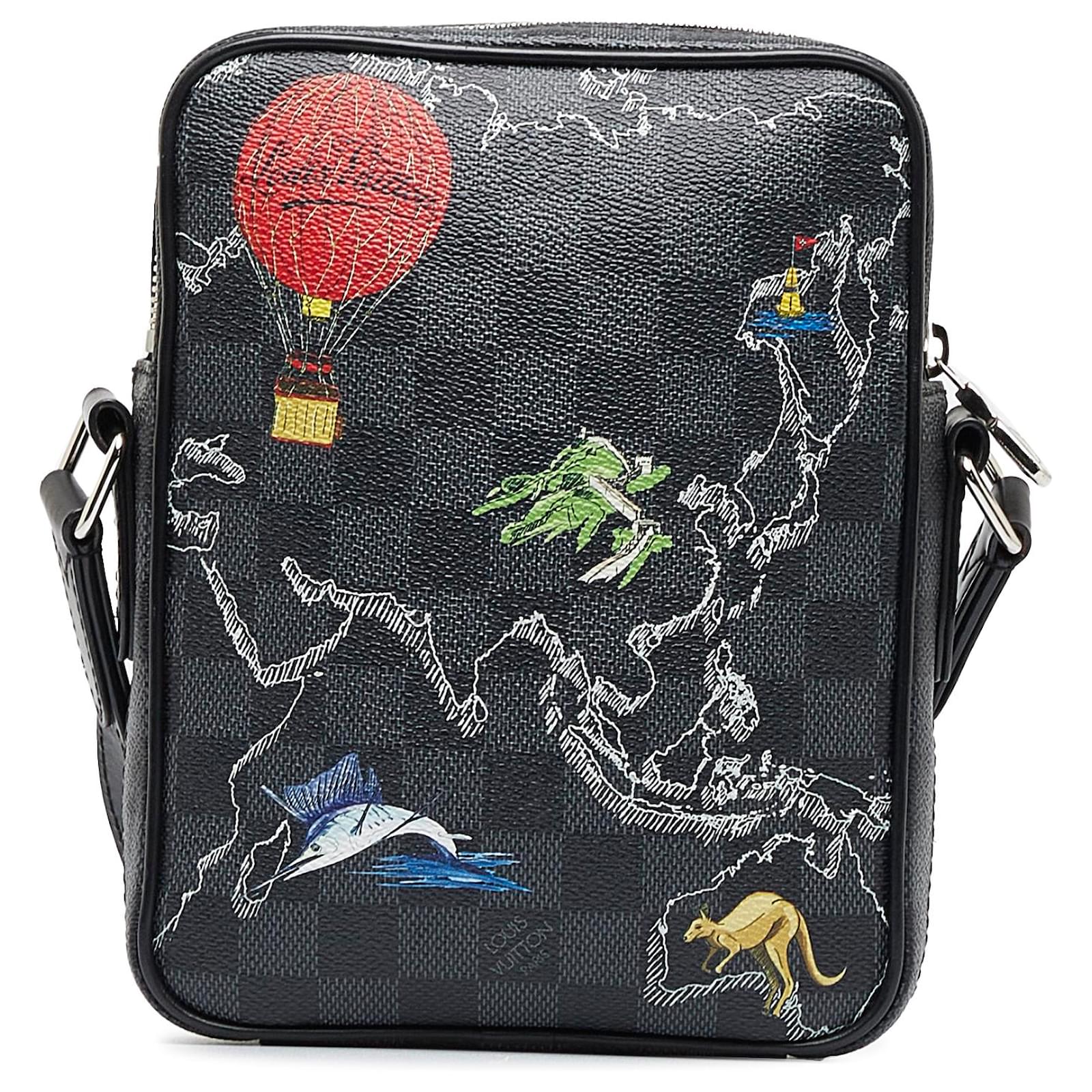 Louis Vuitton Black Damier Graphite Renaissance Map Danube Slim PM ...