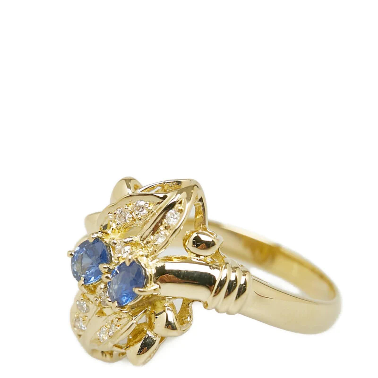 & Other Stories 18k Gold Diamond & Sapphire Ring Golden Metal ref ...
