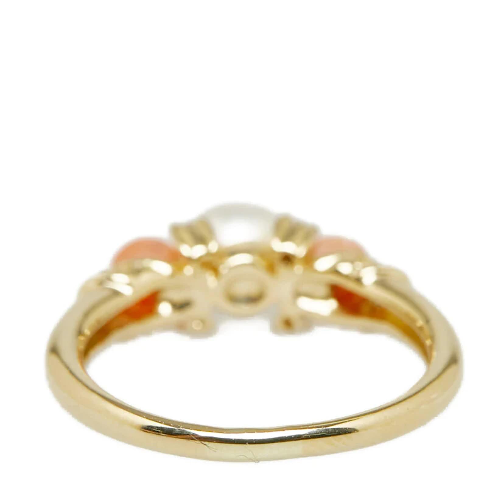 & Other Stories 18k Gold Diamond Pearl Ring Golden Metal ref.970247 ...