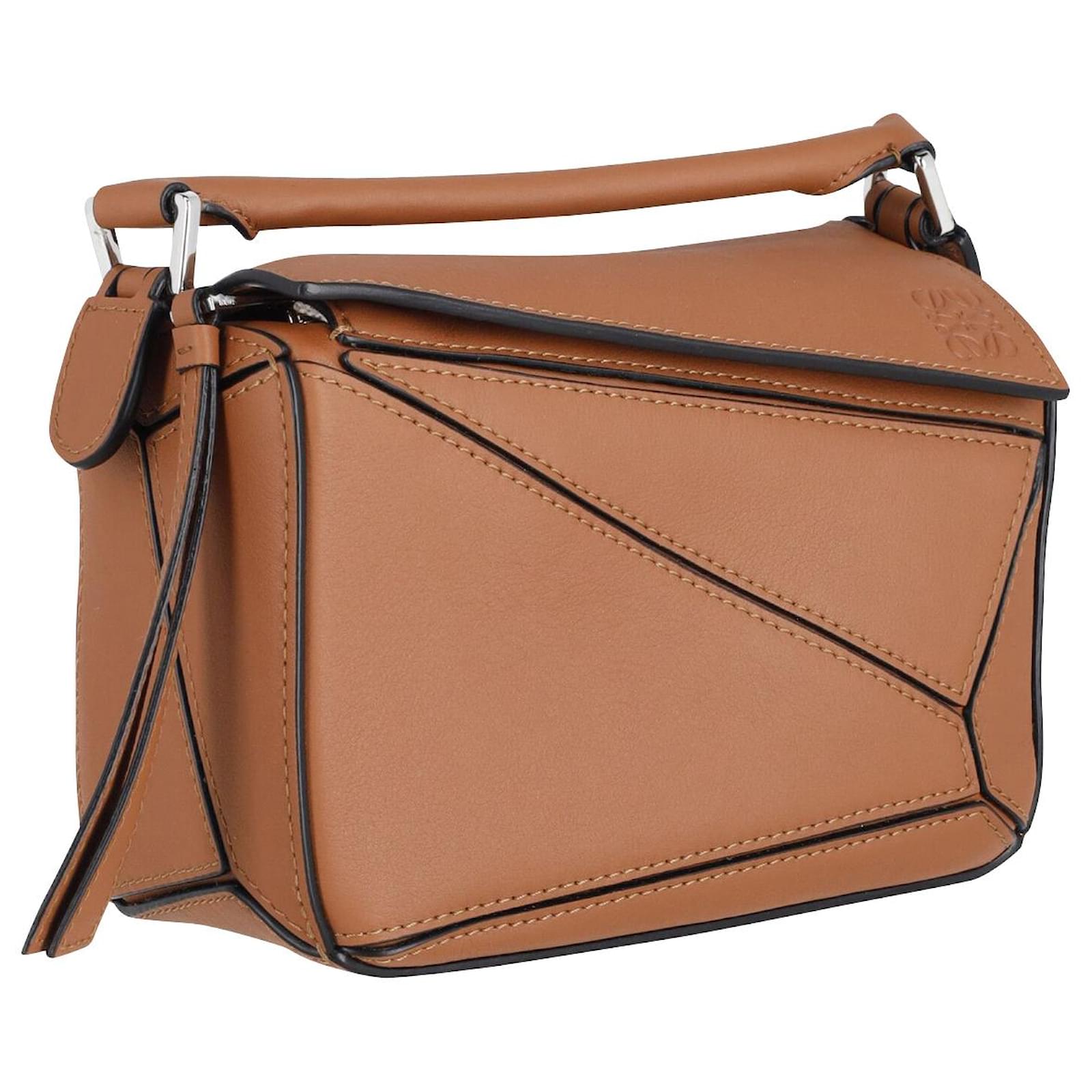 Loewe Mini Puzzle Bag in Tan Calfskin Leather Brown Beige Pony-style ...