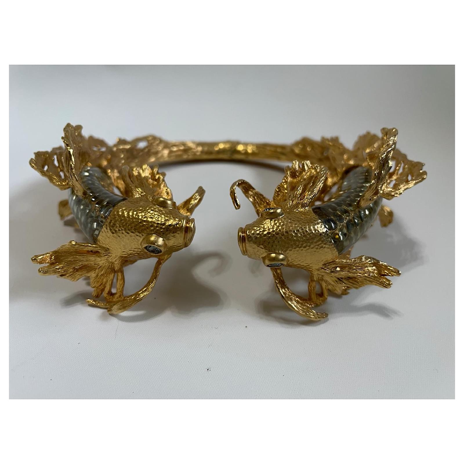 Alexander Mcqueen Tropical Fish choker/Necklace Golden Metal ref.971392 ...