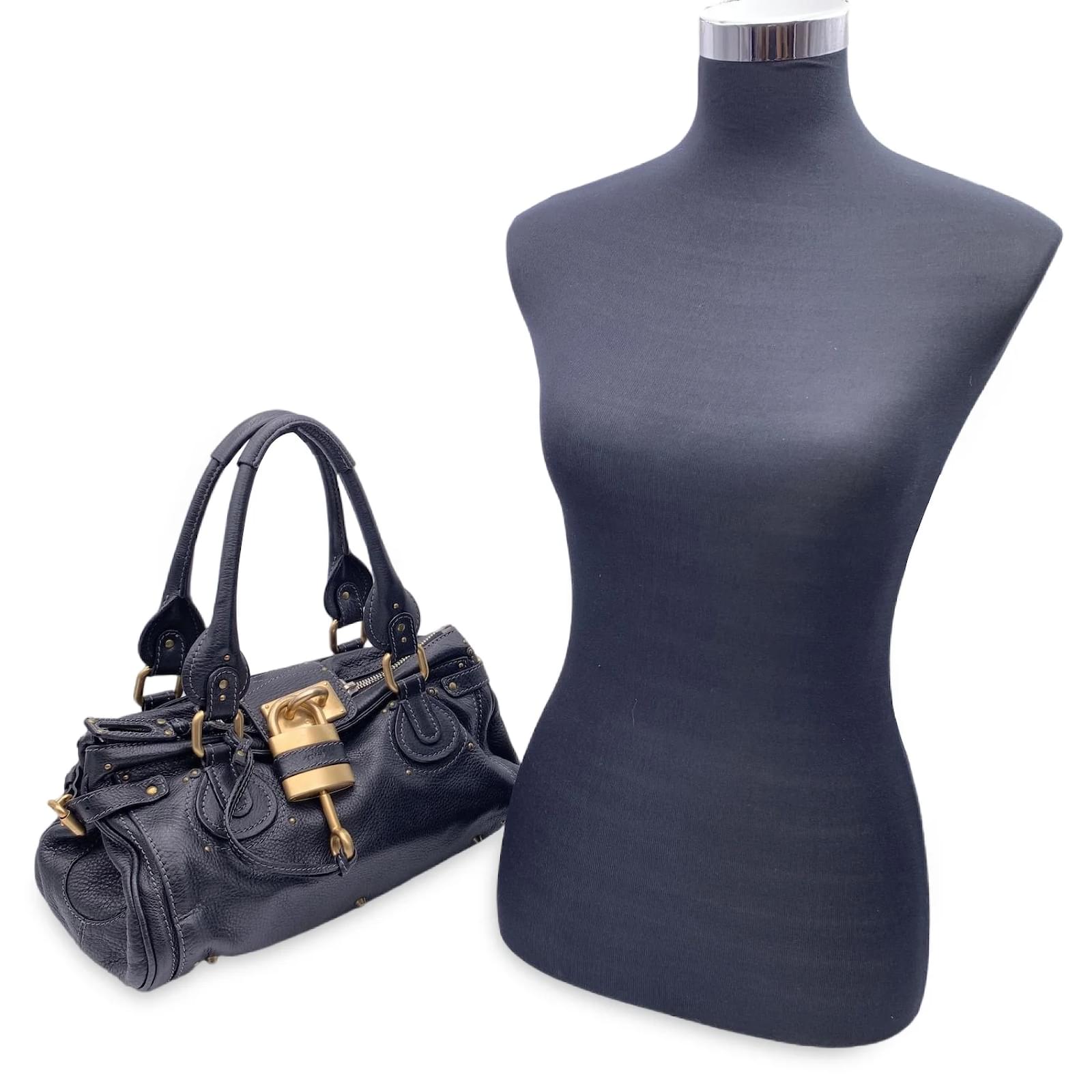 Chloé Black Leather Paddington Tote Medium Bag Satchel Handbag ref ...