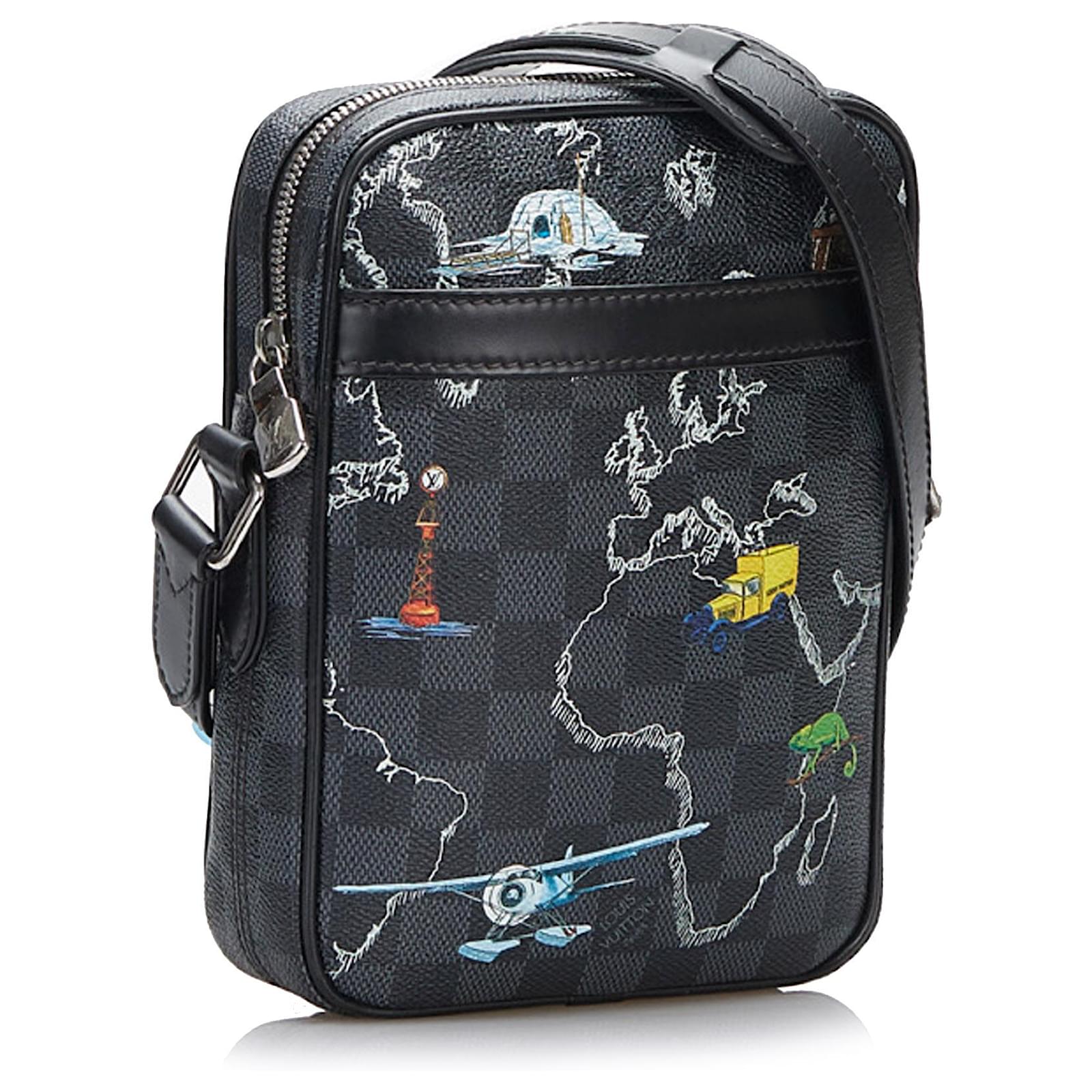 Louis Vuitton Black Damier Graphite Renaissance Map Danube Slim PM ...