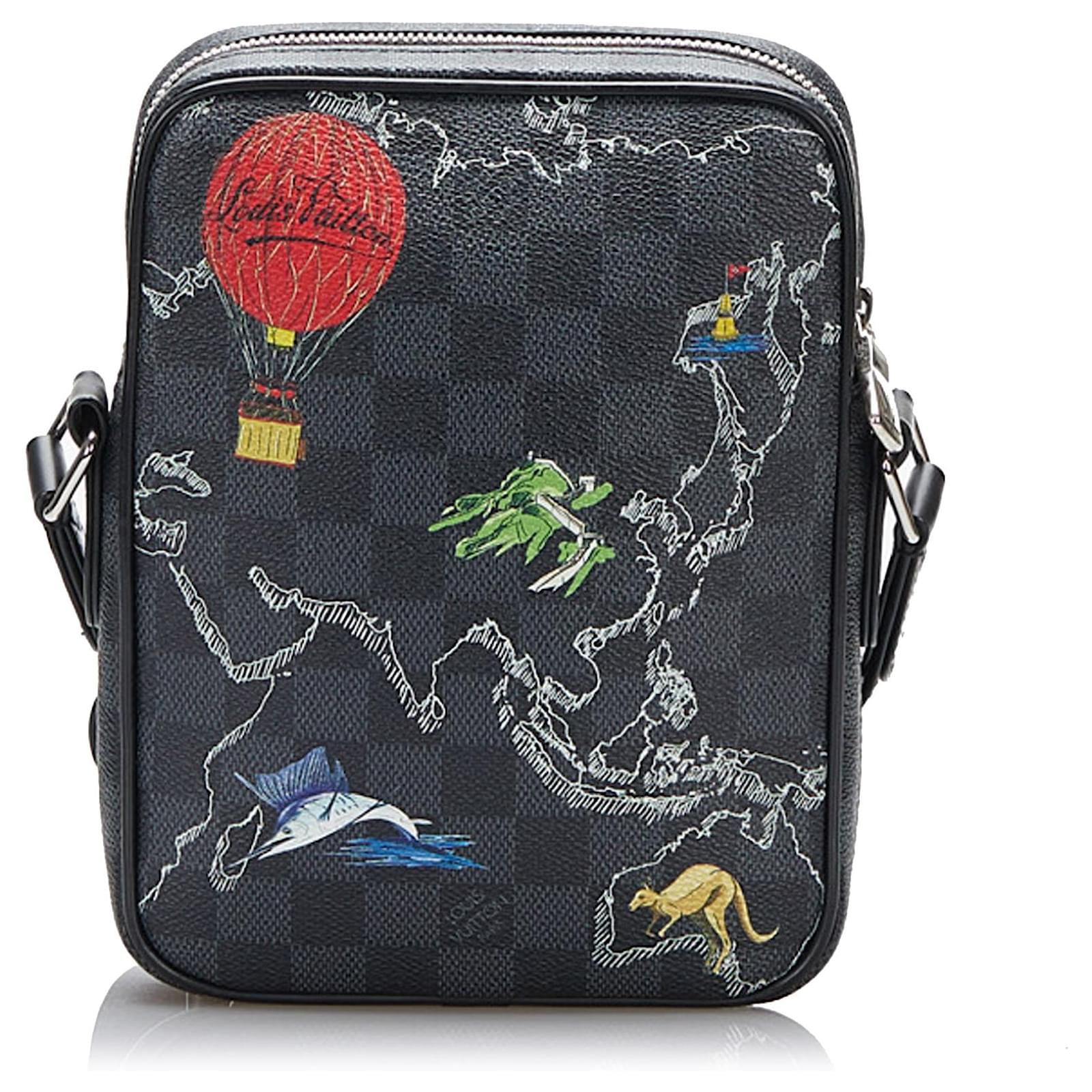 Louis Vuitton Black Damier Graphite Renaissance Map Danube Slim PM ...