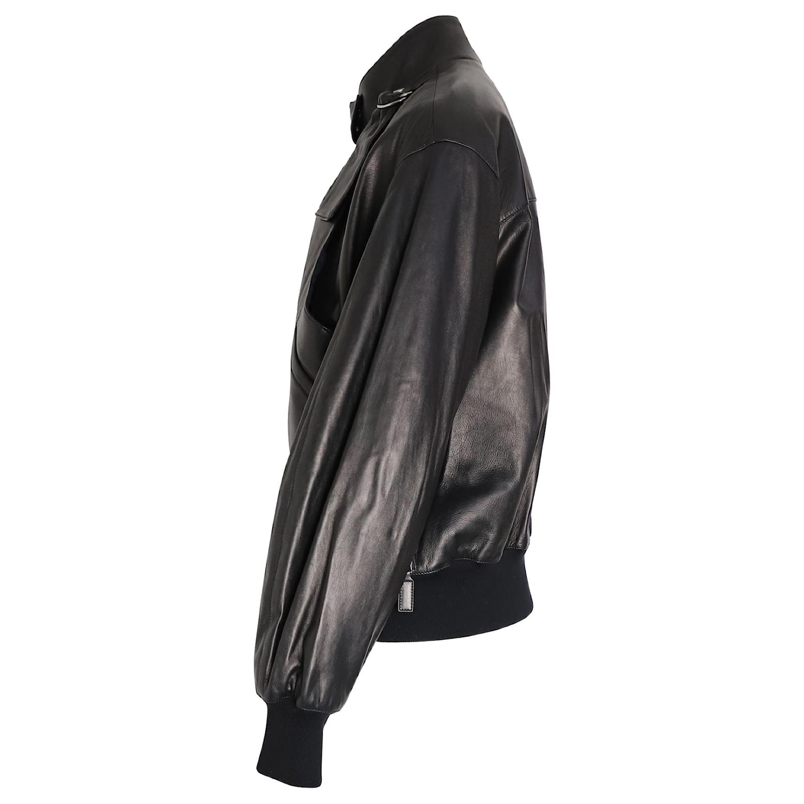 Bottega Veneta High Neck Bomber Jacket in Black Lambskin Leather ref ...