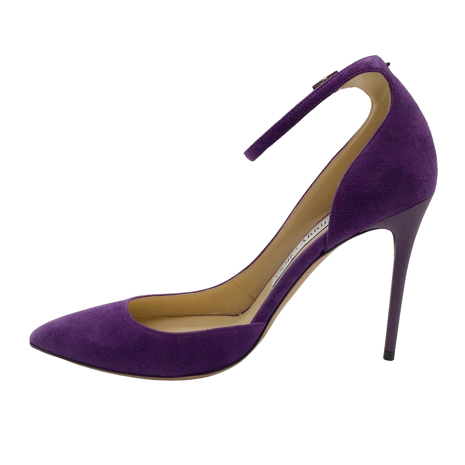 Jimmy Choo Purple Suede D'Orsay Pumps with Ankle Strap ref.980253 ...
