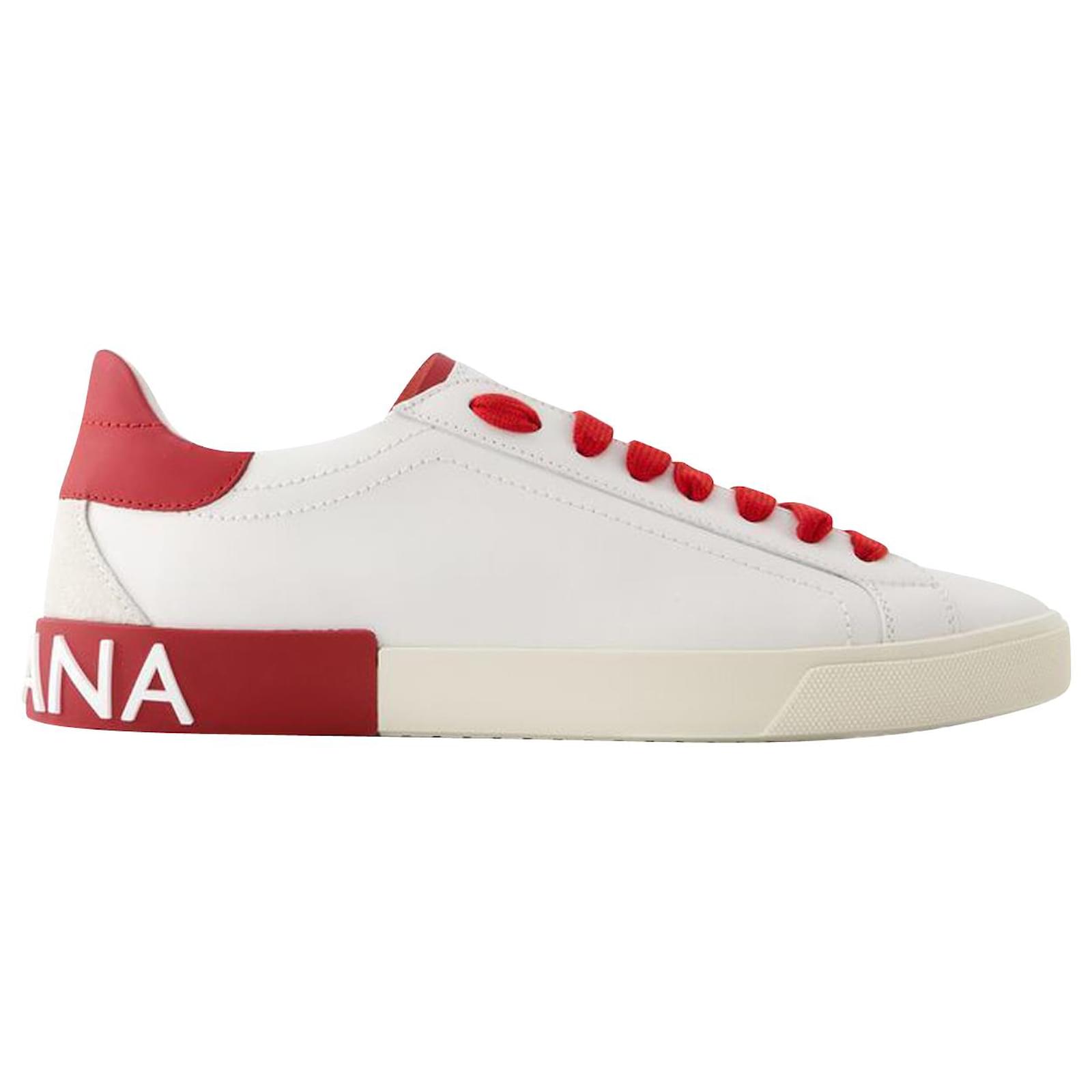 Dolce & Gabbana Portofino Sneakers – Dolce&Gabbana – Leder – Weiß/rot ...