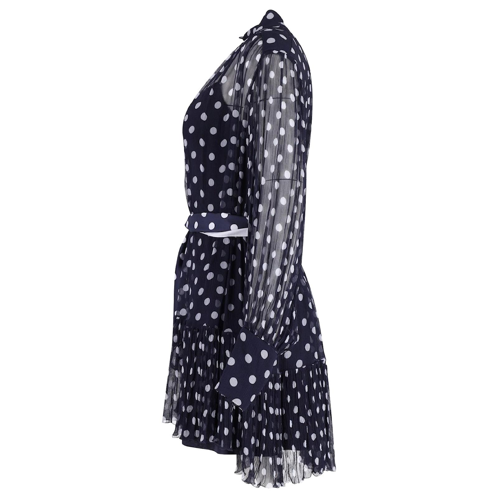 Zimmermann Sabotage Lantern Sheer Long-Sleeve Mini Dress in Navy Blue ...