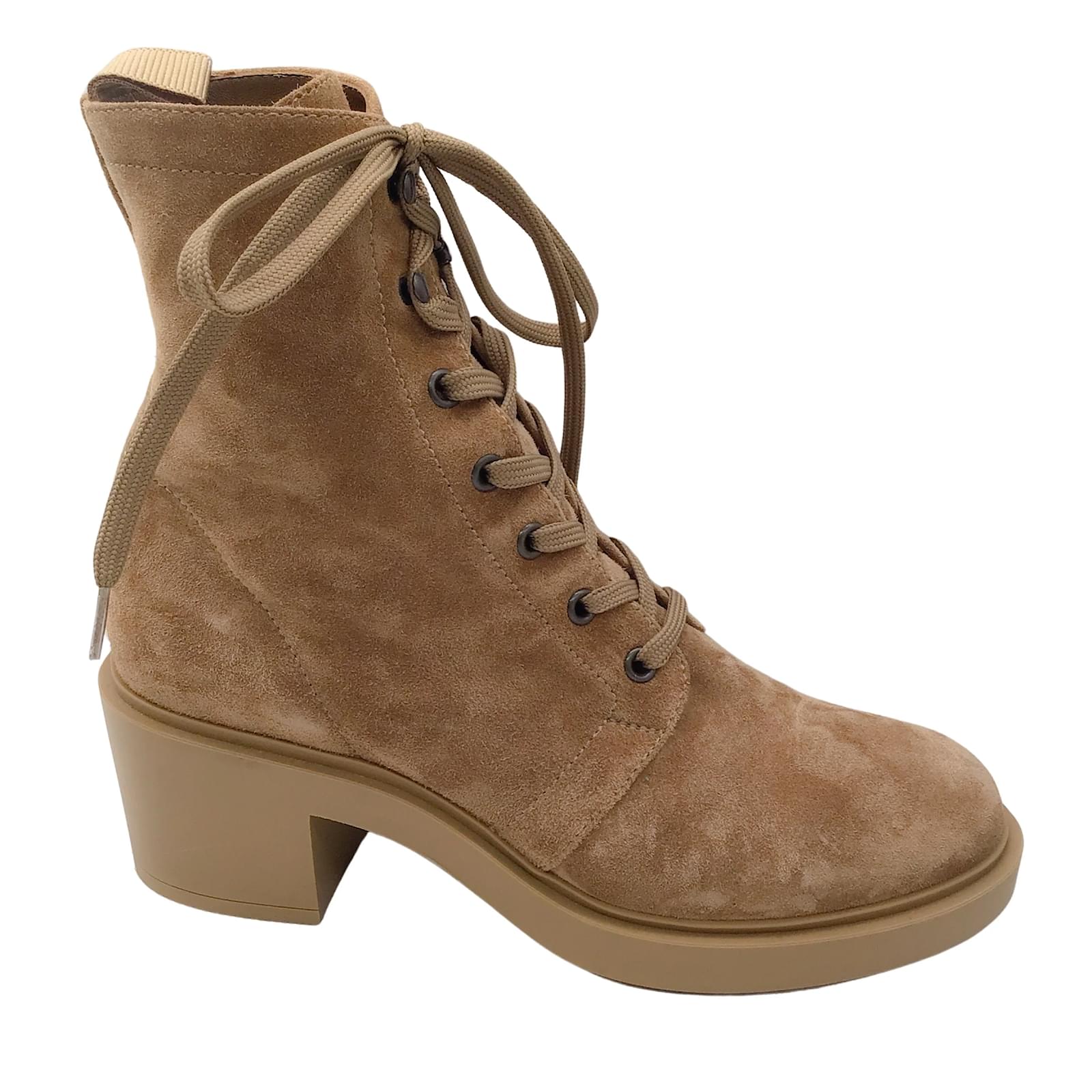Gianvito Rossi Tan Suede Leather Foster Boots Camel ref.997339 - Joli ...