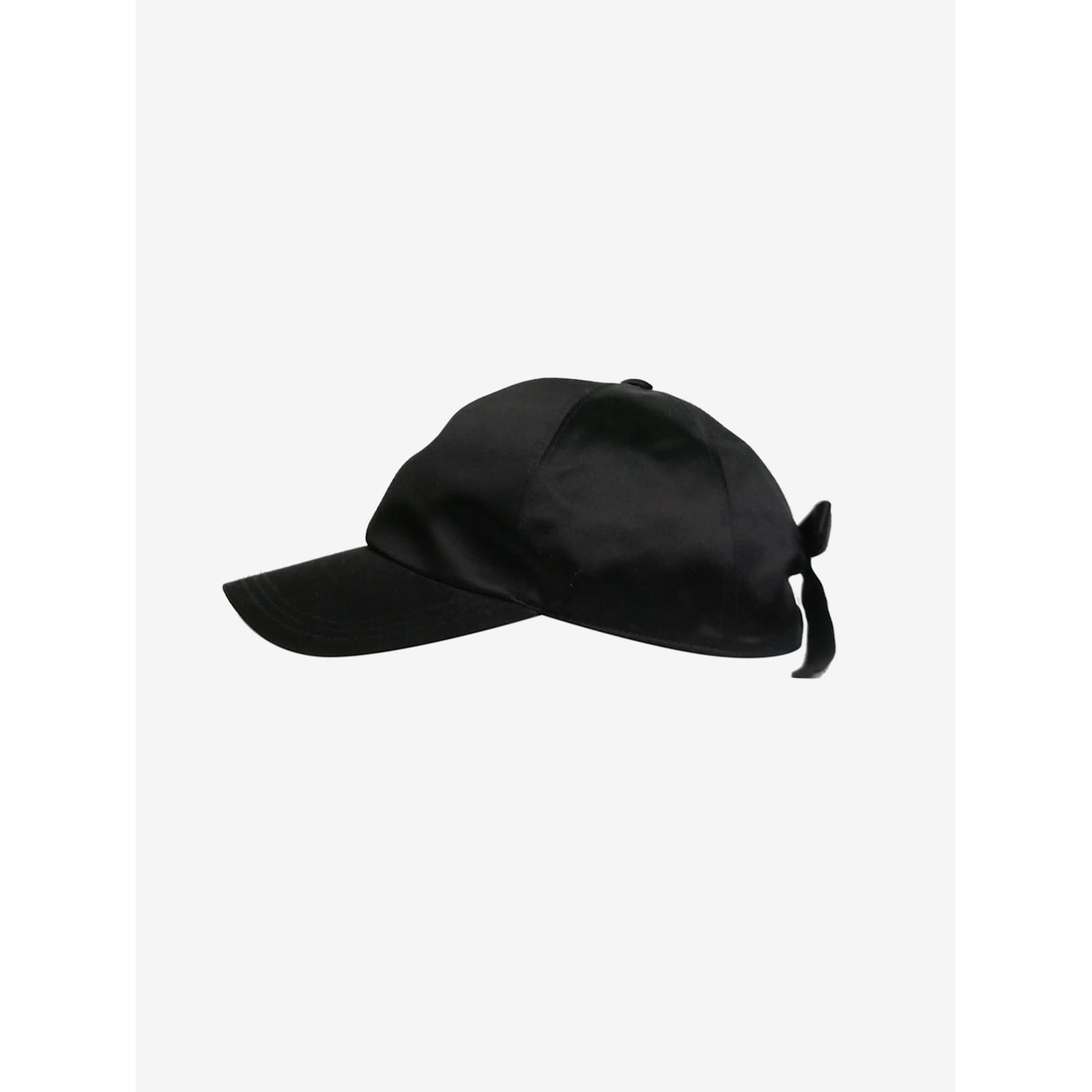 Prada Black silk cap with triangle logo detail to the side ref.1012681 ...