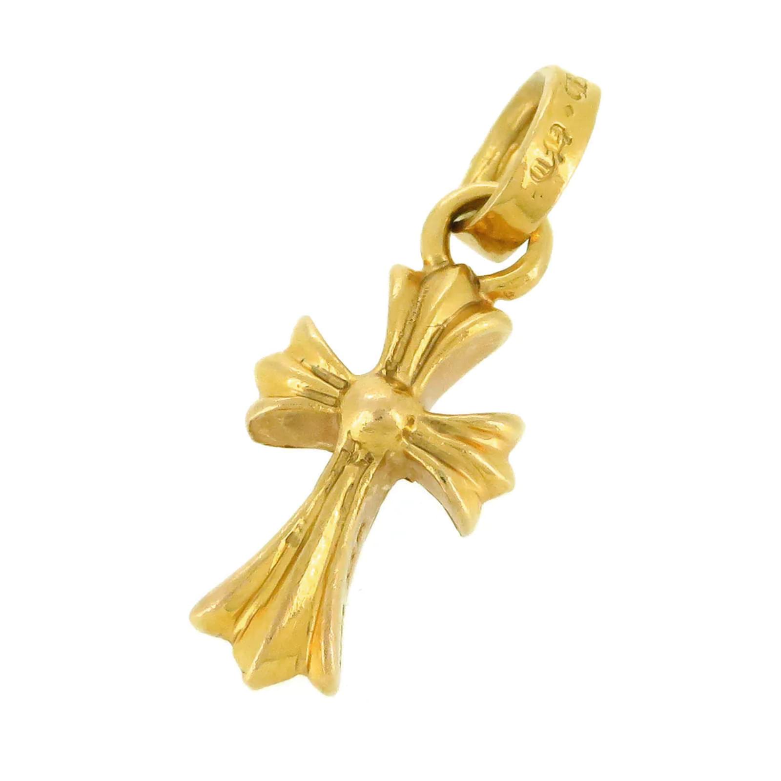 Chrome Hearts 22k Gold Diamond Baby Fat Cross Pendant Golden Metal ...