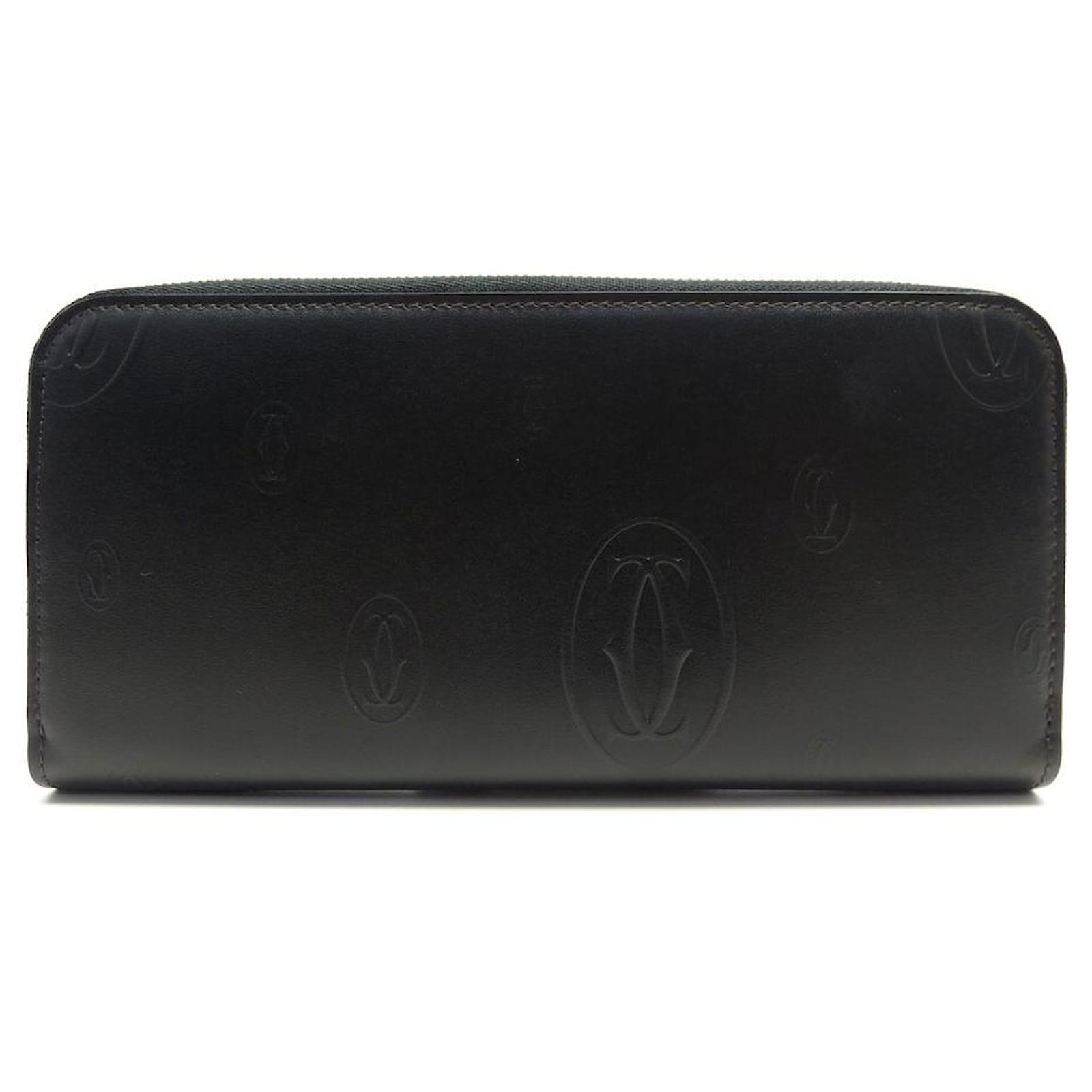 NEW CARTIER CRL WALLET3001540 IN BLACK LEATHER + BOX NEW LEATHER WALLET ...