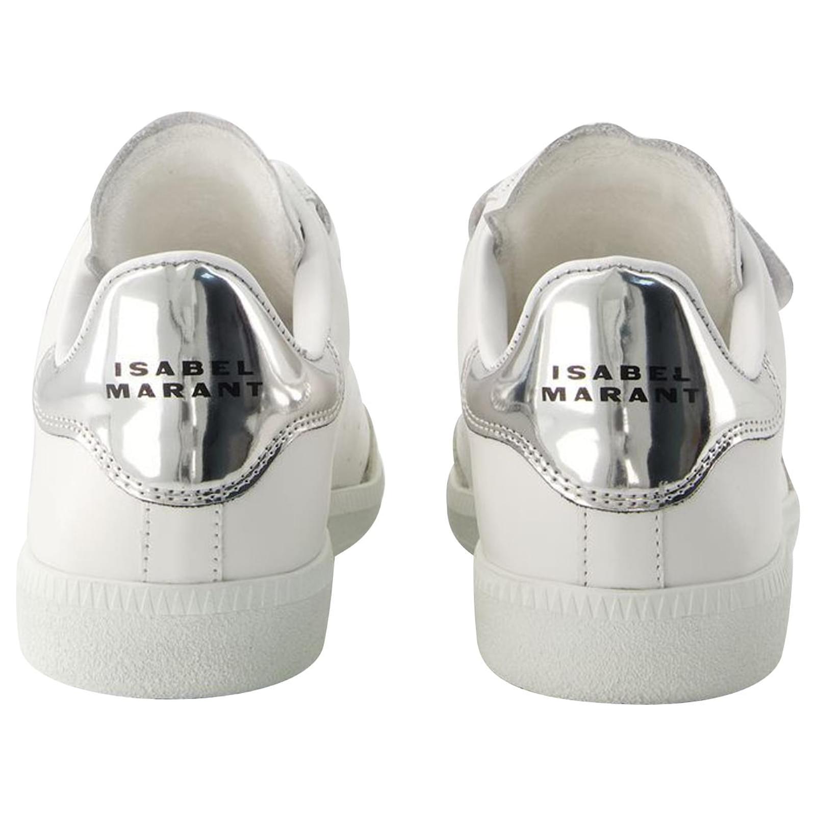 Baskets Beth - Isabel Marant - Cuir - Argent Blanc ref.1023232 - Joli ...