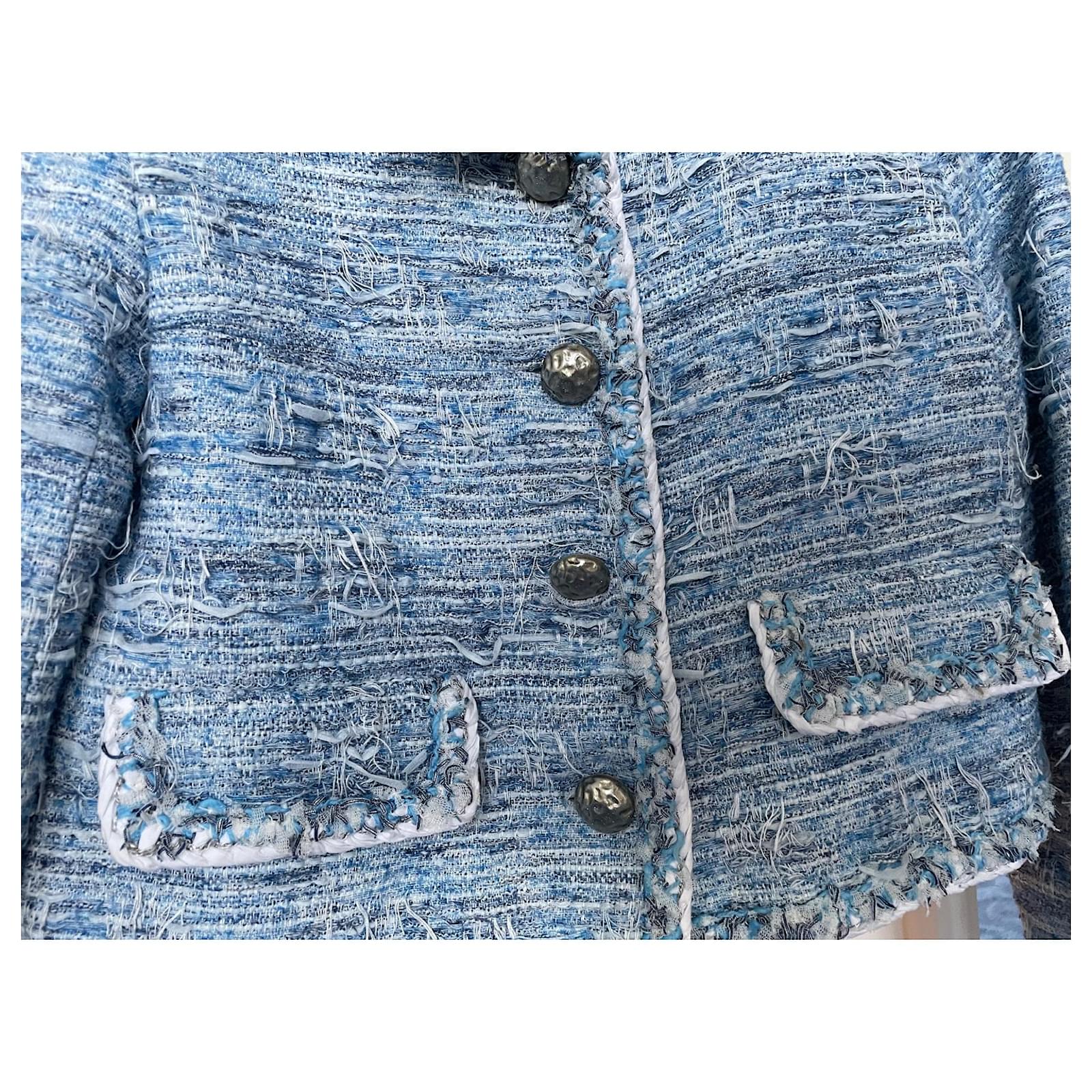 Chanel Jackets Blue Tweed ref.1026324 - Joli Closet
