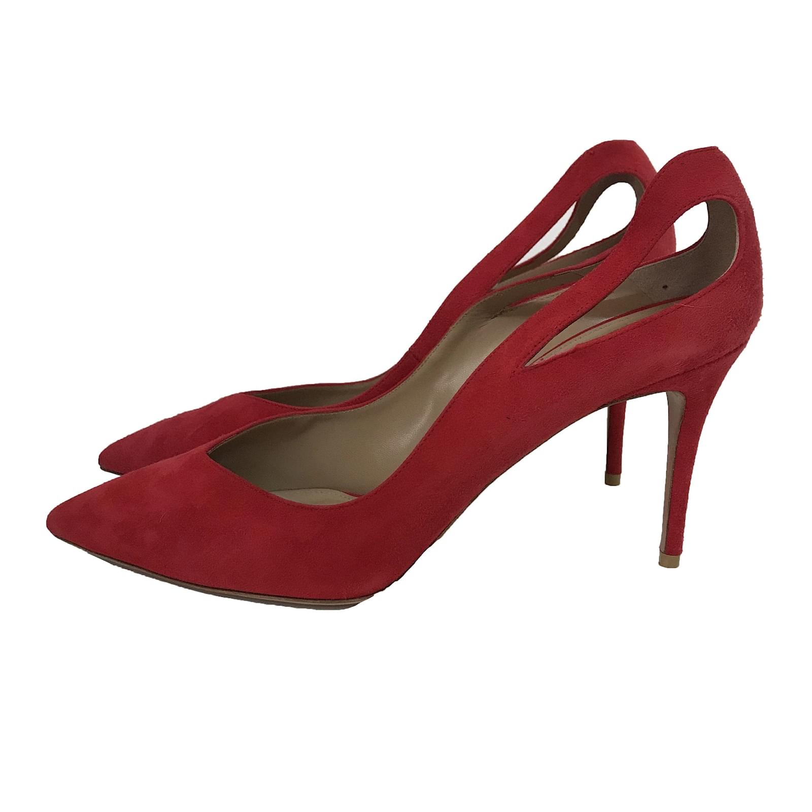 Escarpins pointus Shiva en daim rouge Aquazzura Cuir ref.1035889 - Joli ...