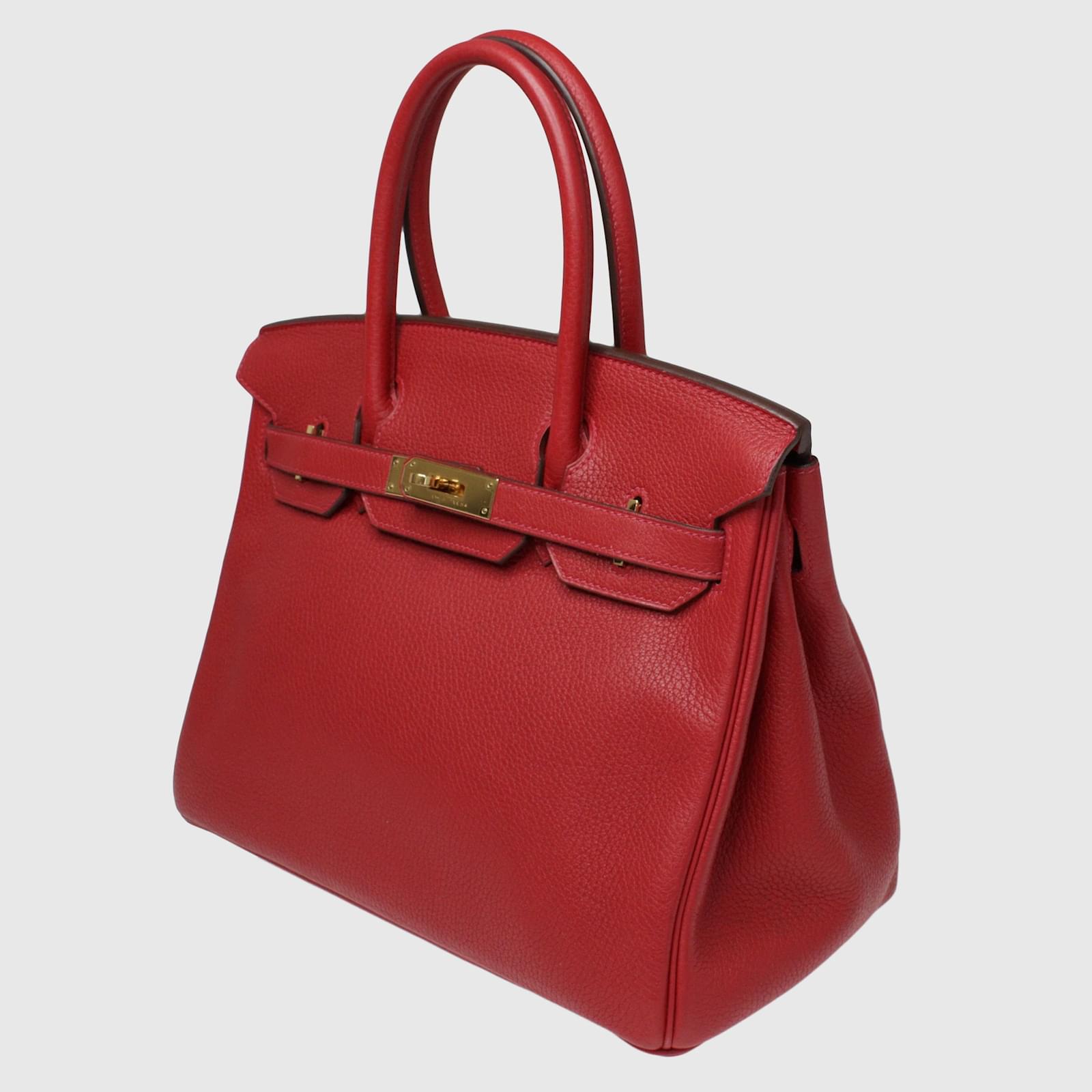 Hermès RED Birkin 30 w Gold Hardware Golden Cloth ref.1036198 - Joli Closet
