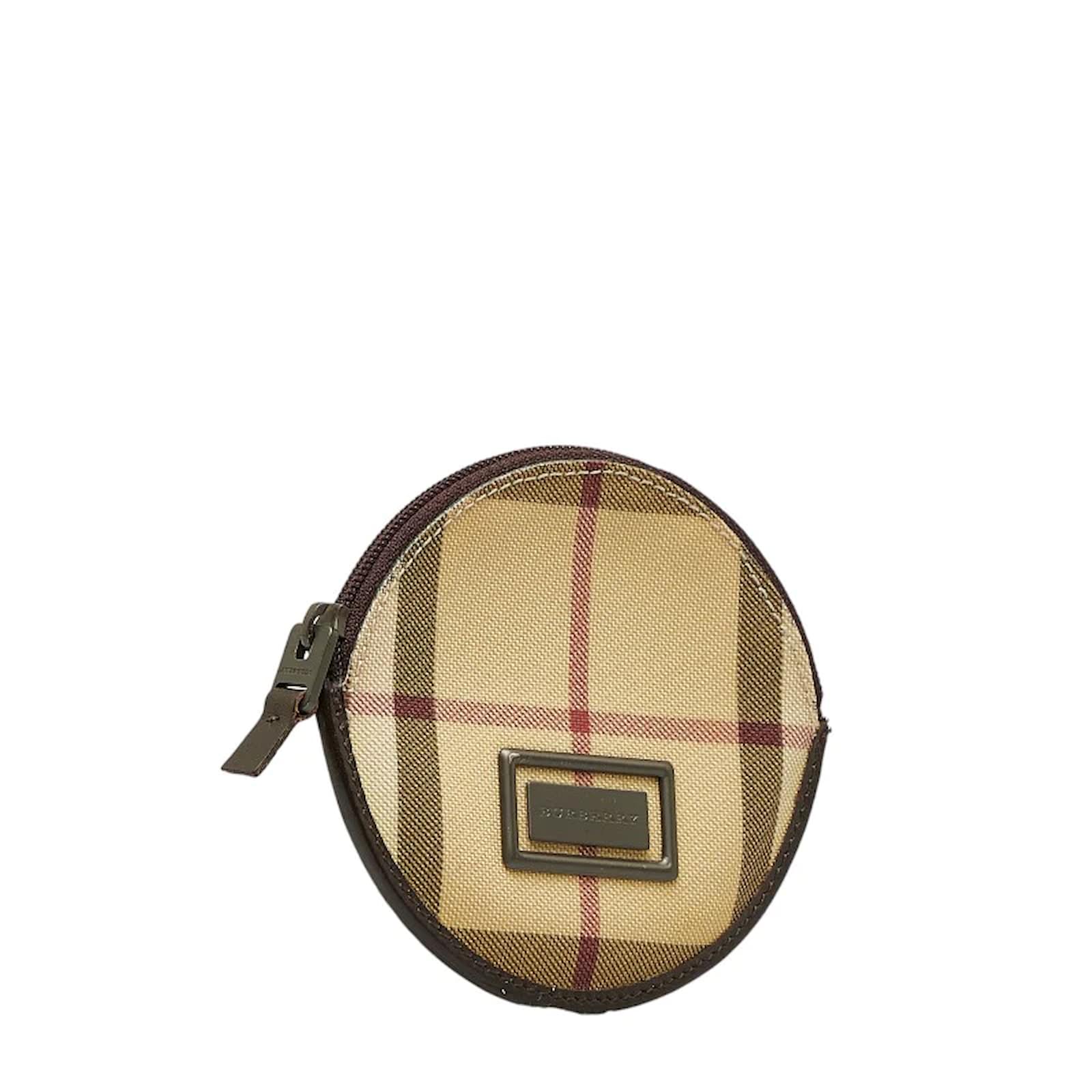 Burberry House Check Canvas Round Coin Purse Brown Cloth ref.1044290 ...