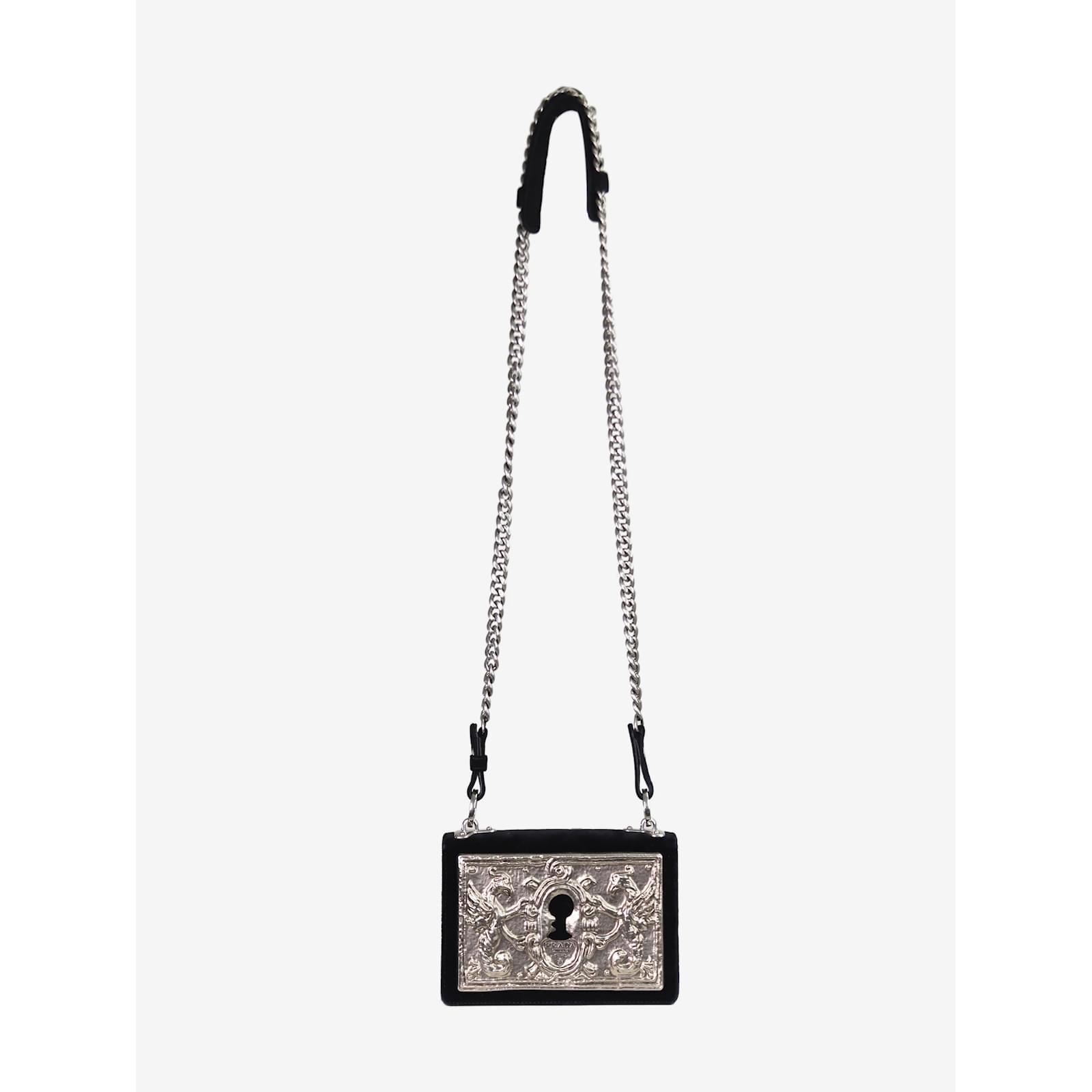 Prada Black Cahier velvet lock trunk shoulder bag ref.1047997 - Joli Closet