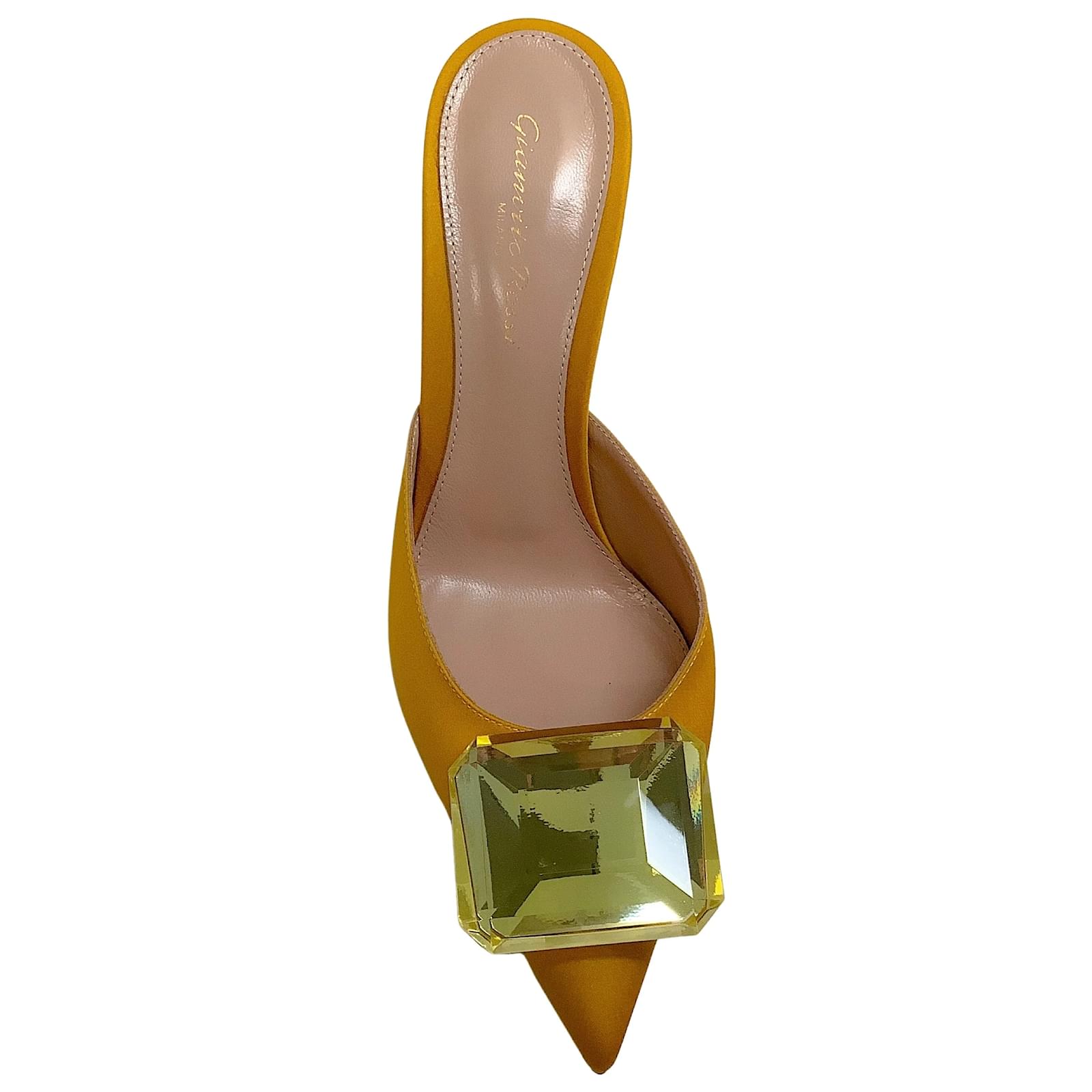 Gianvito Rossi Mimosa Satin Jaipur 85 Mules Yellow Cloth ref.1053832 ...