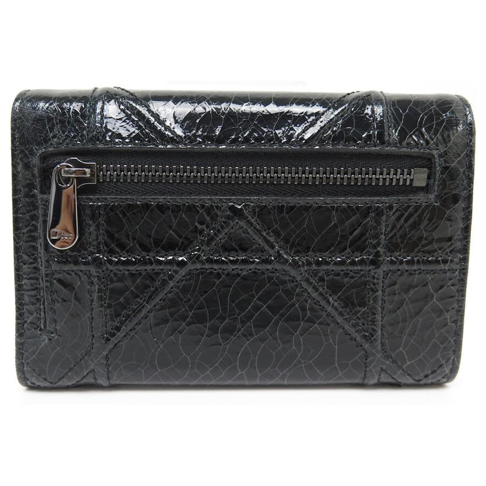 NEW CHRISTIAN DIOR DIORAMA WALLET BLACK PATENT LEATHER BLACK COIN ...