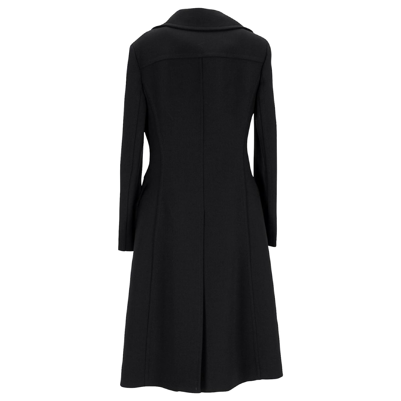 Prada Long Coat in Black Virgin Wool ref.1057641 - Joli Closet