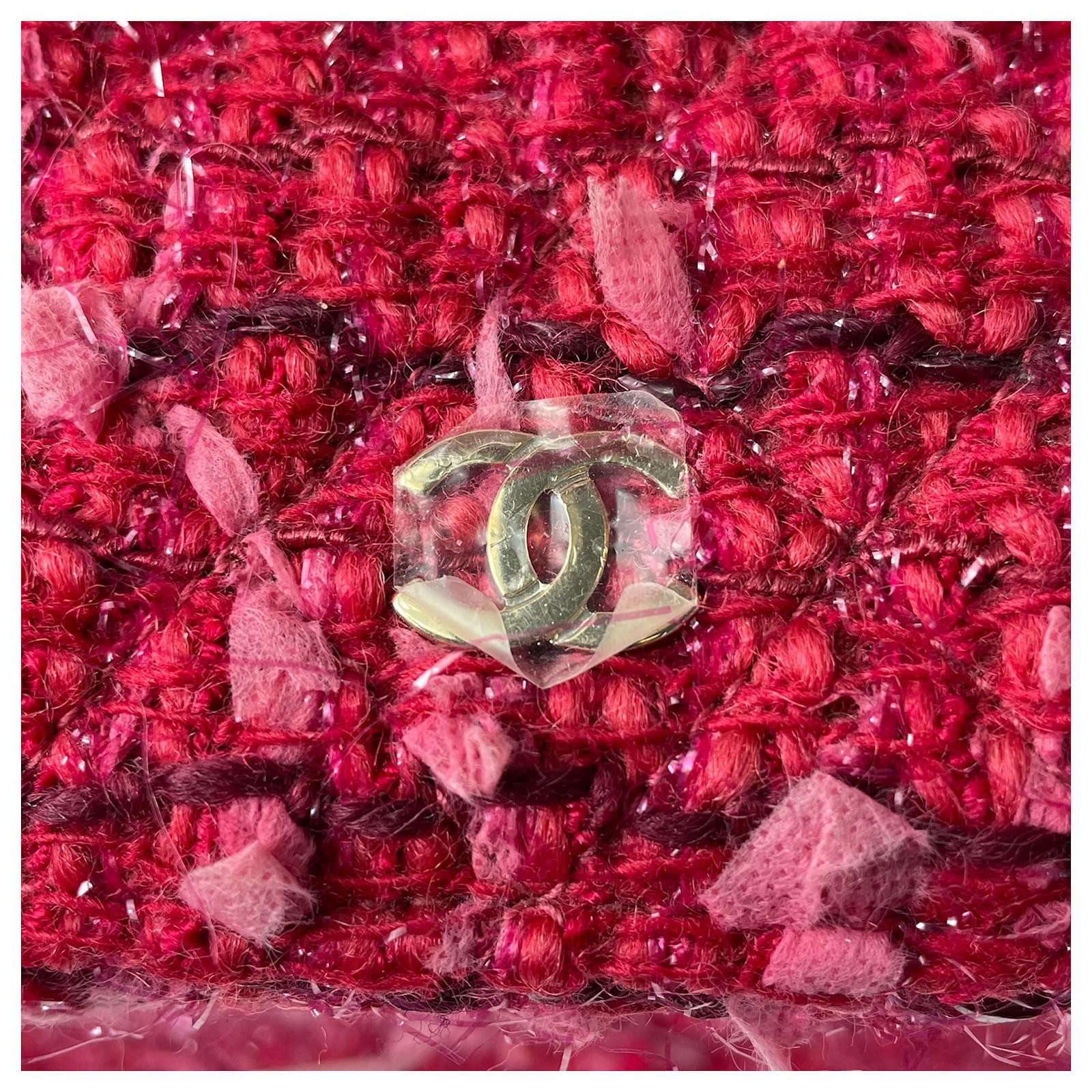 Chanel Pink Tweed Trousse Vanity Kit Leather Pony-style calfskin Cloth ...