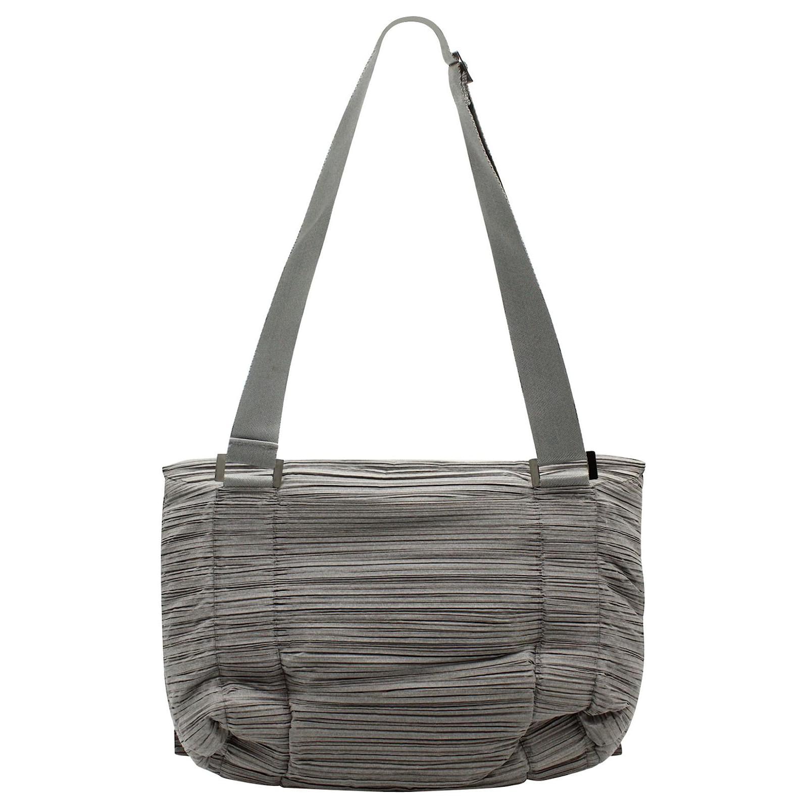 Pleats Please Grey Pleated Messenger Bag Polyester ref.1060815 - Joli ...