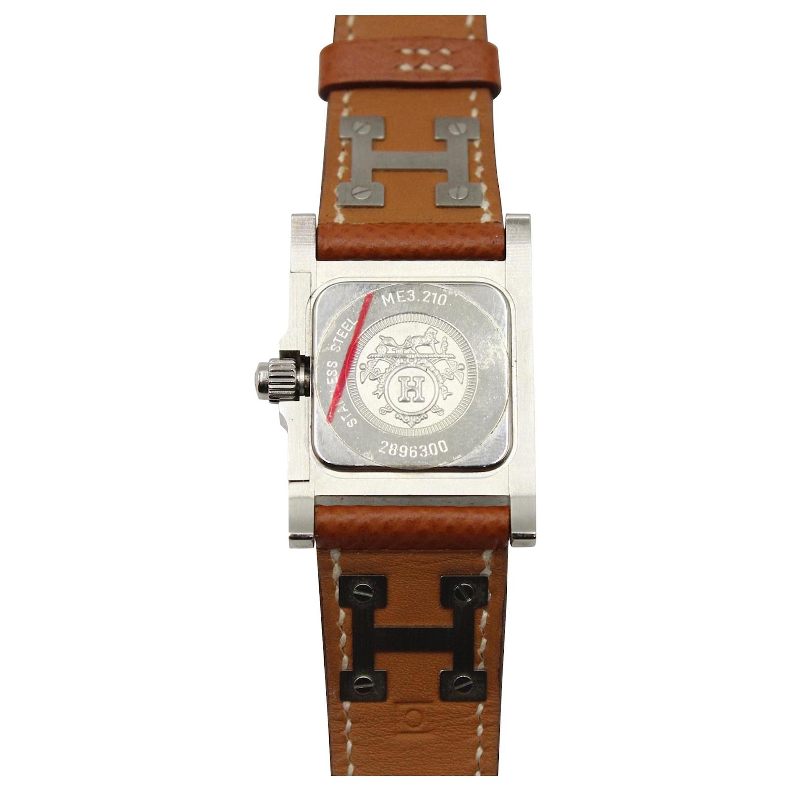 Hermès Medor Steel Barenia Leather Wrist Watch Brown ref.1060848 - Joli ...