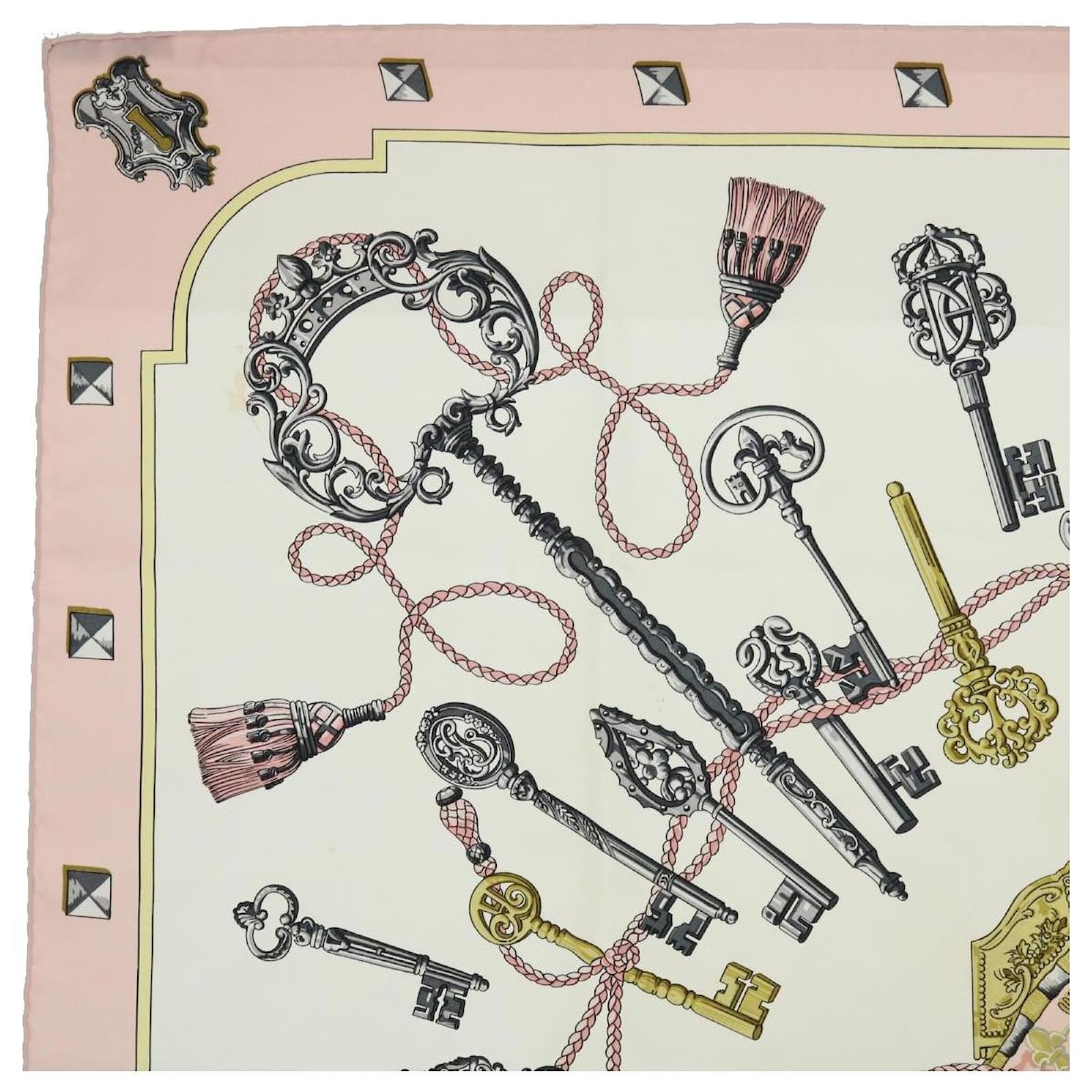 Hermès HERMES CARRE 90 LES CLES Scarf Silk Pink Auth 52836 ref.1061631 ...