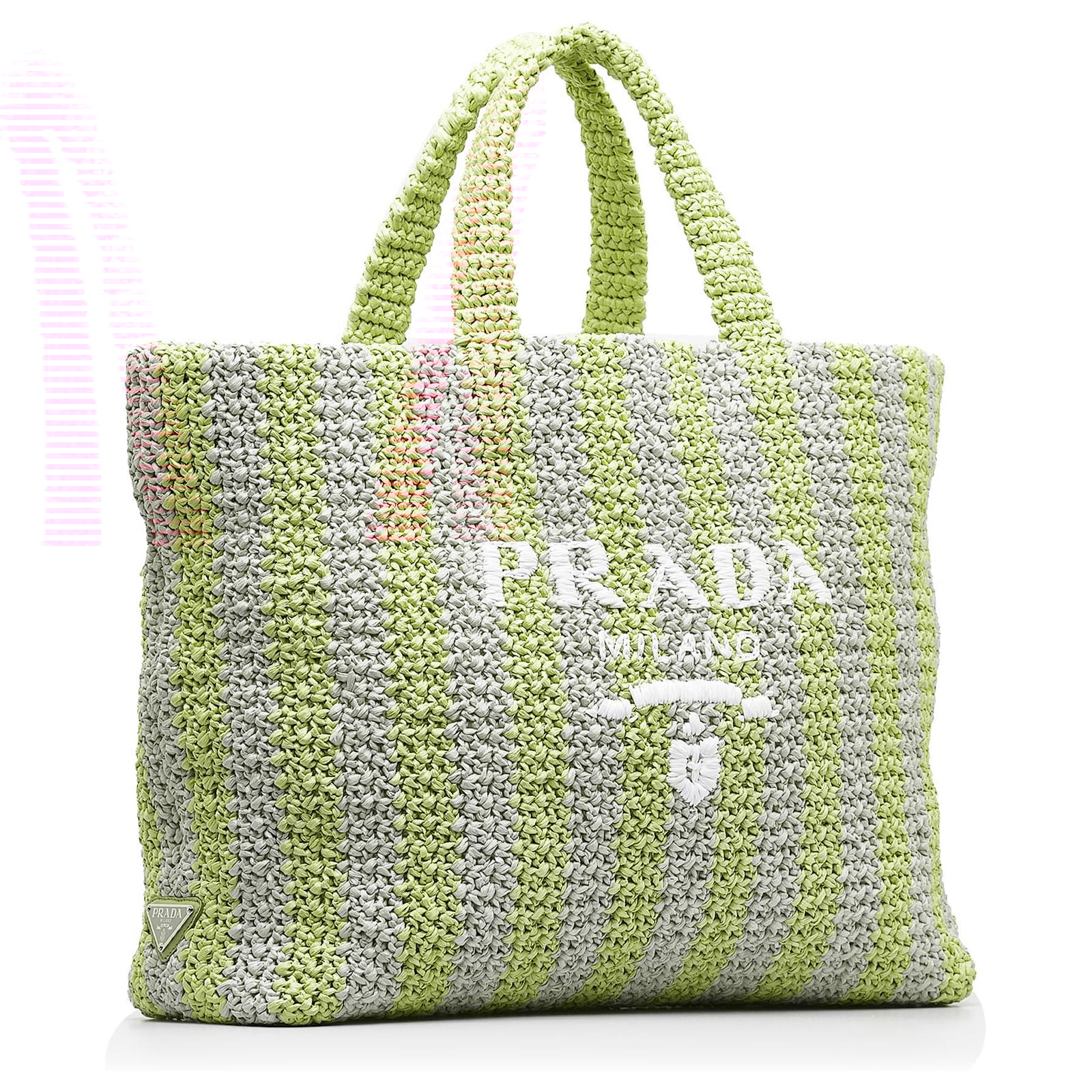 Prada Brown Large Raffia Logo Tote Pink Beige ref.1061902 - Joli Closet