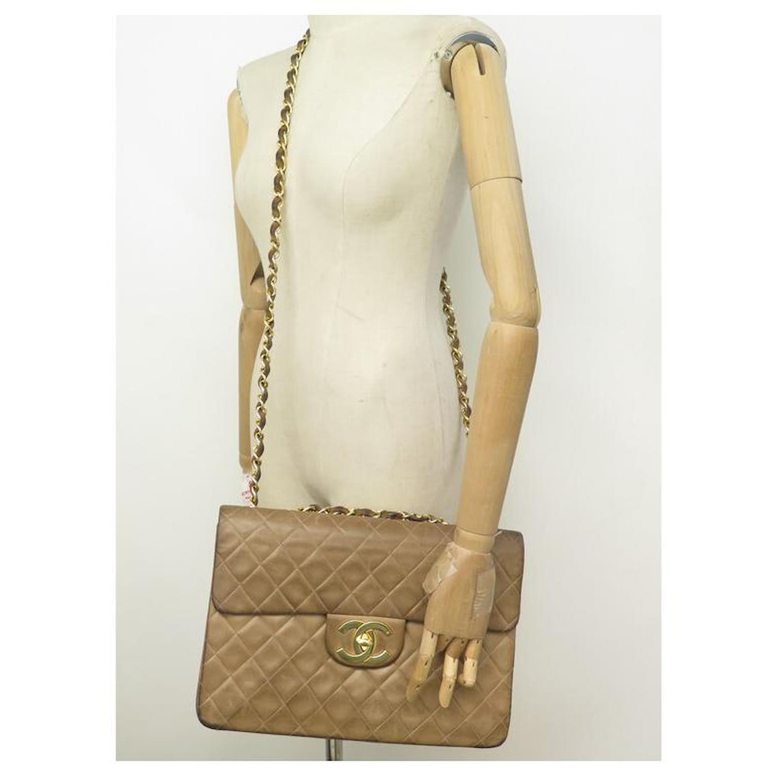 VINTAGE CHANEL TIMELESS MAXI JUMBO CROSSBODY BANDOULIERE BROWN LEATHER ...