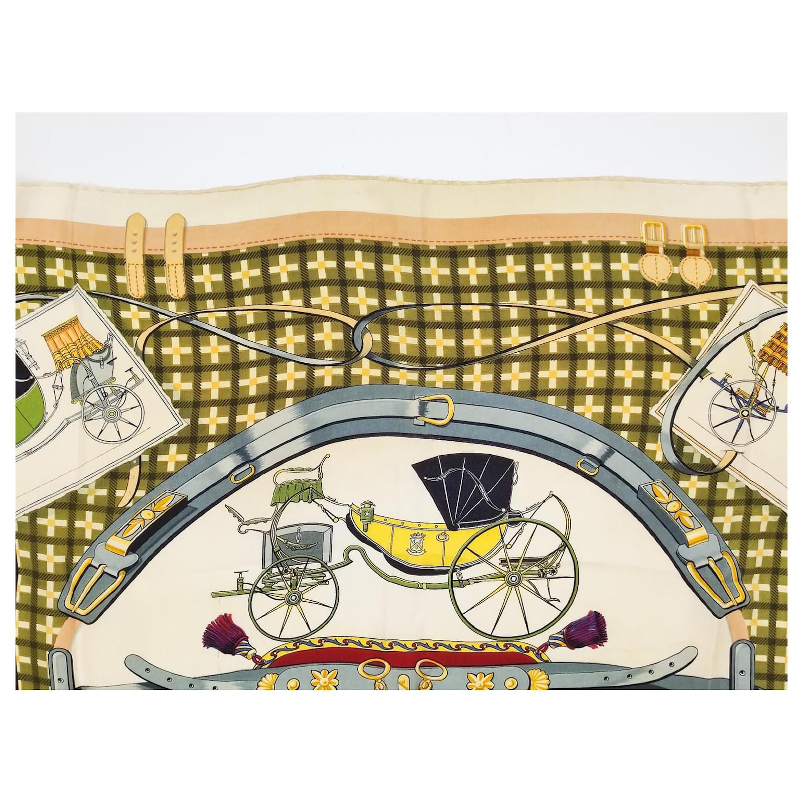 Hermès Carré 90 Vintage Silk “The New Cars” Multiple colors Eggshell ...