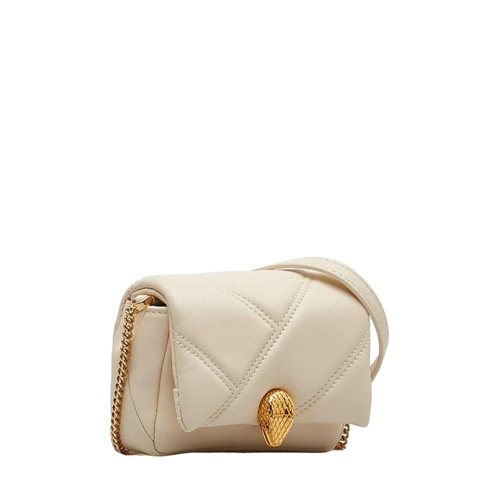 Bulgari Serpenti Cabochon Micro Bag 291718 White Leather Pony-style ...