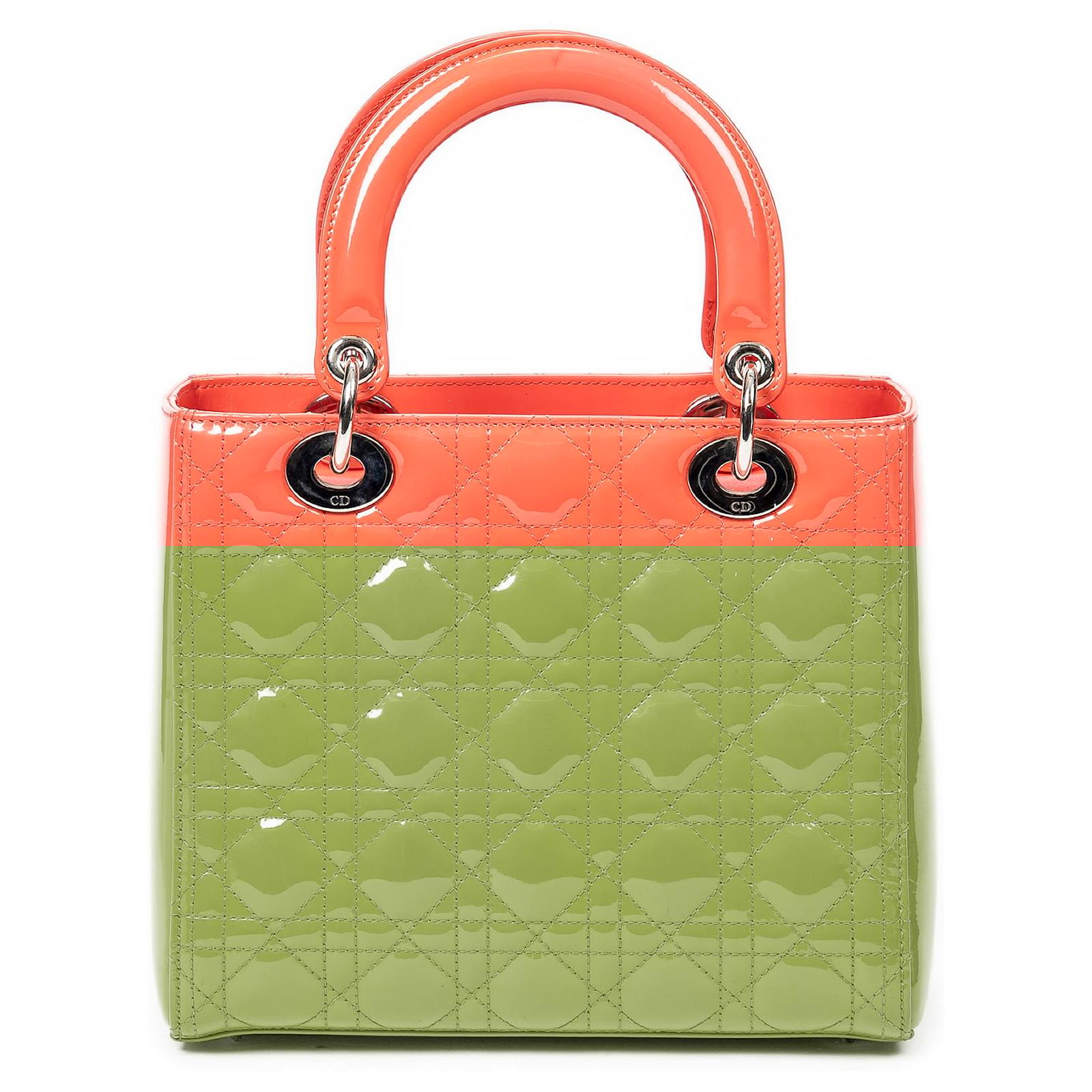 Dior Orange Medium Cannage Patent Lady Dior Leather Patent leather ref ...