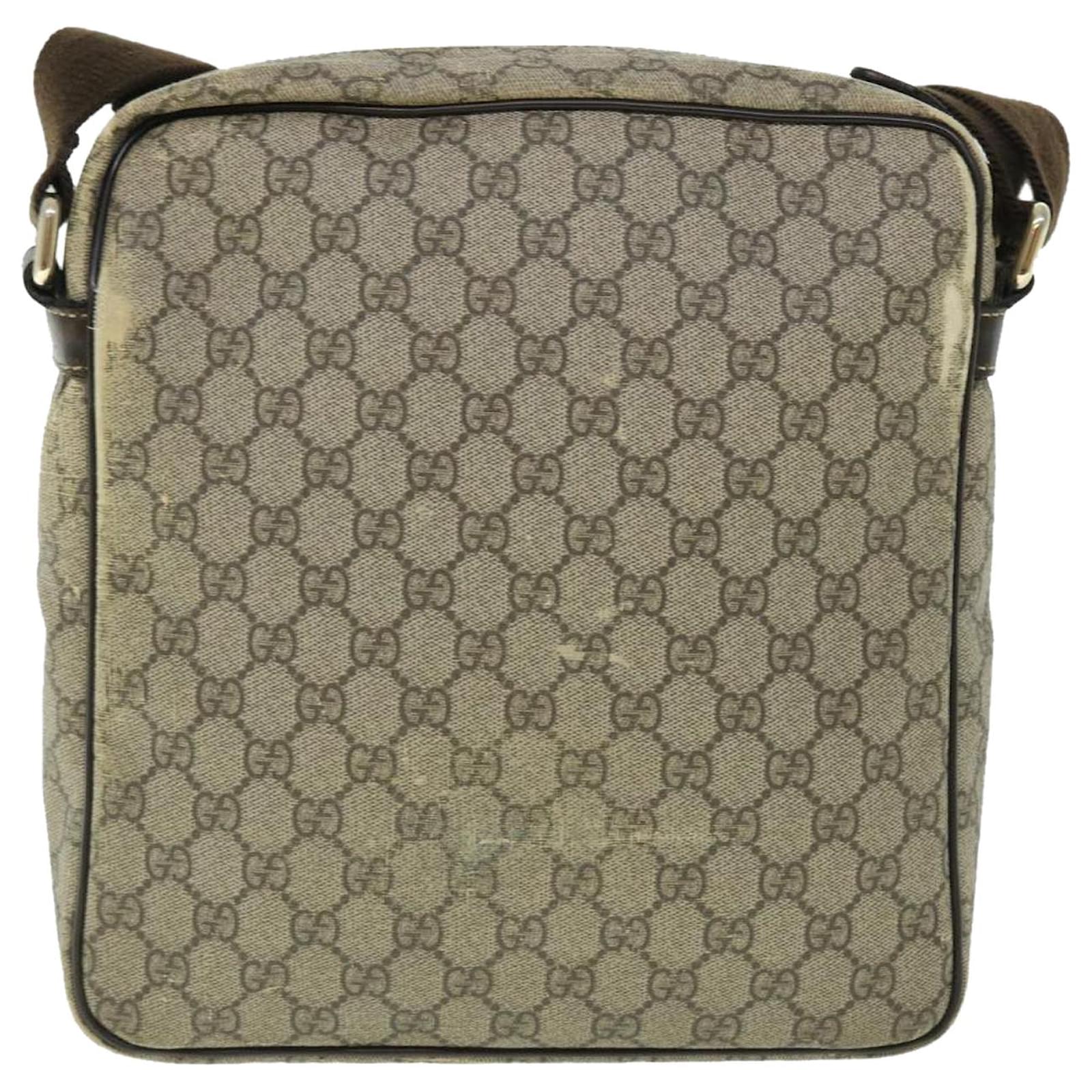 GUCCI GG Supreme Shoulder Bag PVC Leather Beige 201448 520981 auth ...