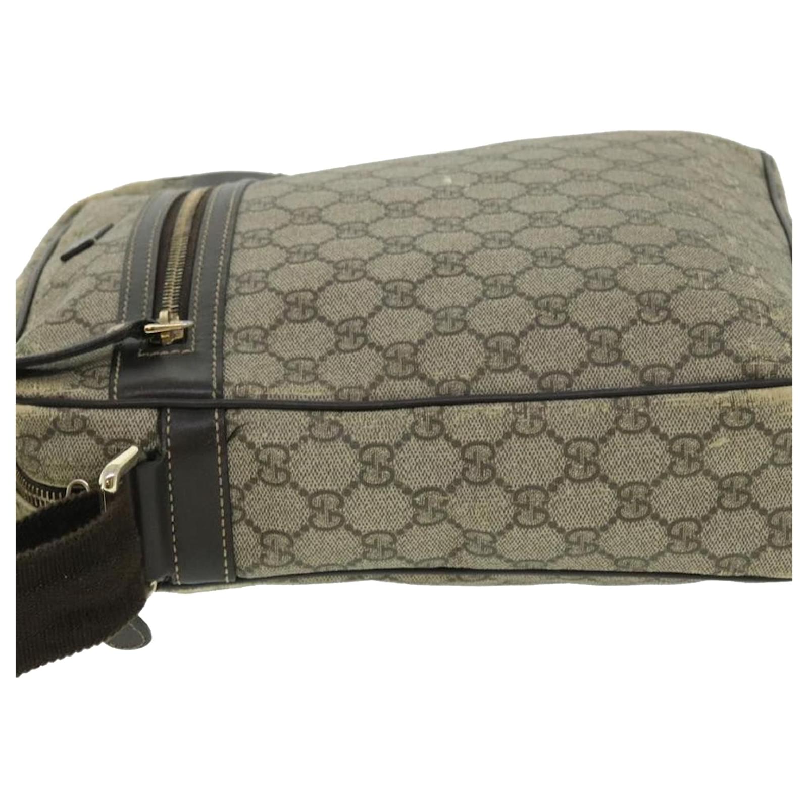 GUCCI GG Supreme Shoulder Bag PVC Leather Beige 201448 520981 auth ...