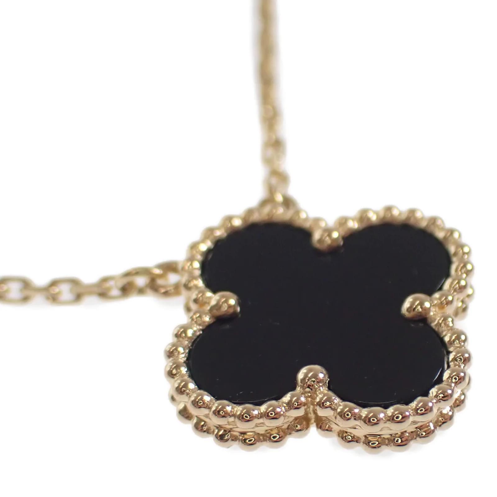Van Cleef & Arpels 18k Gold Vintage Alhambra Onyx Pendant Necklace ...
