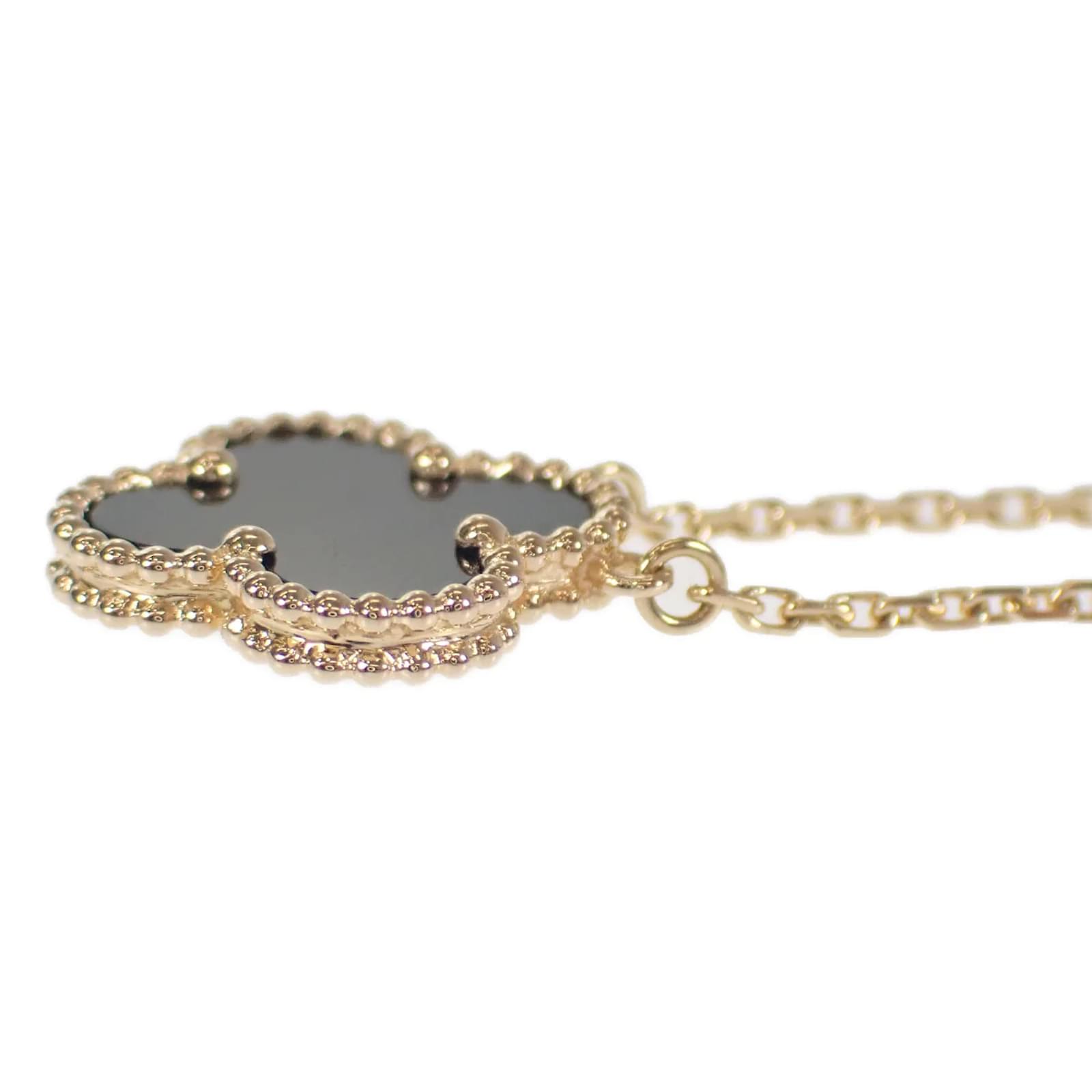 Van Cleef & Arpels 18k Gold Vintage Alhambra Onyx Pendant Necklace ...