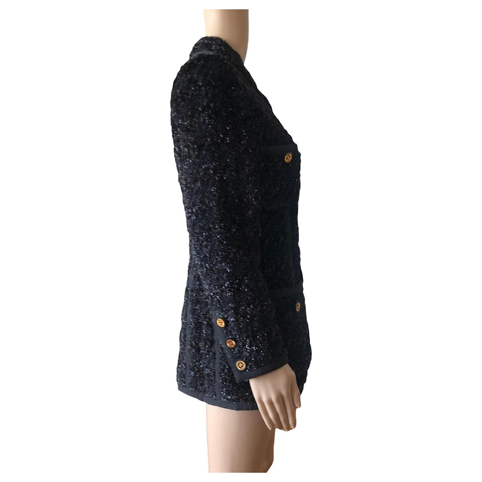 Chanel jacket in black lurex with CC logo buttons Tweed ref.1072113 ...