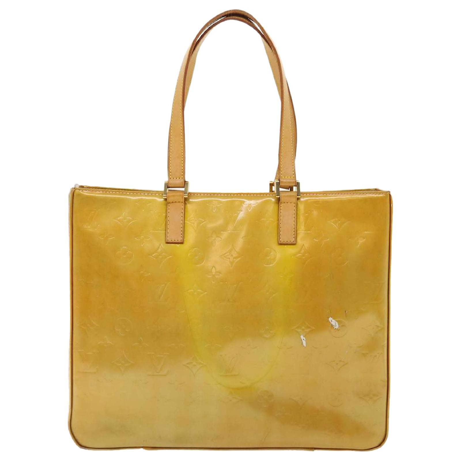 LOUIS VUITTON Monogram Vernis Columbus Tote Bag Beige M91023 LV Auth ...