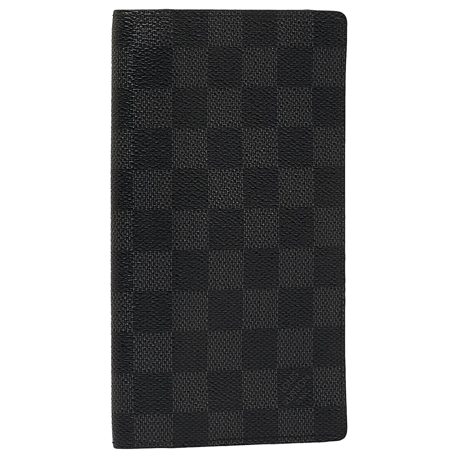Louis Vuitton Black Damier Graphite Pattern Brazza Wallet Cloth ref ...