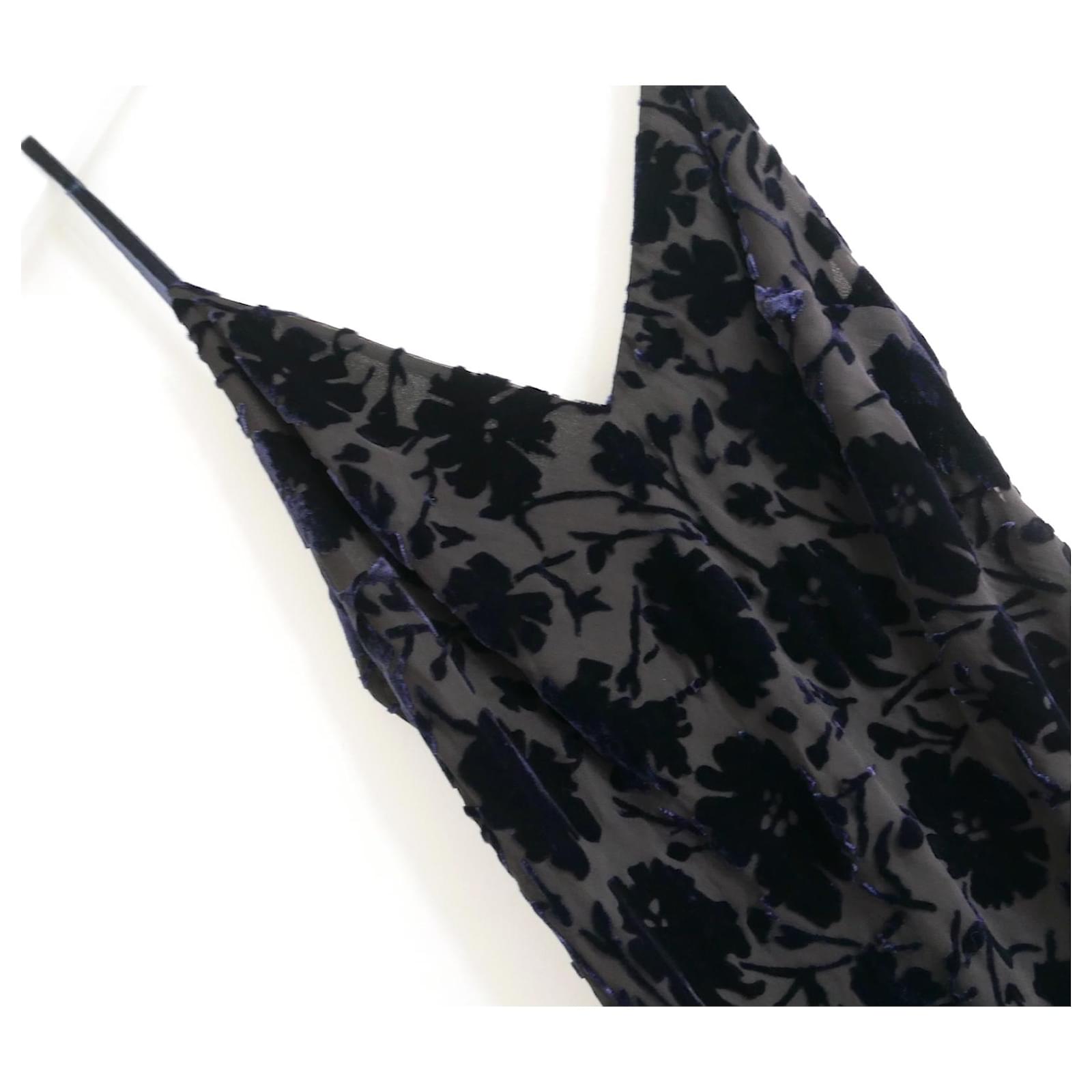 LoveShackFancy Love Shack Fancy Kate Burnout Velvet Slip Dress Navy ...