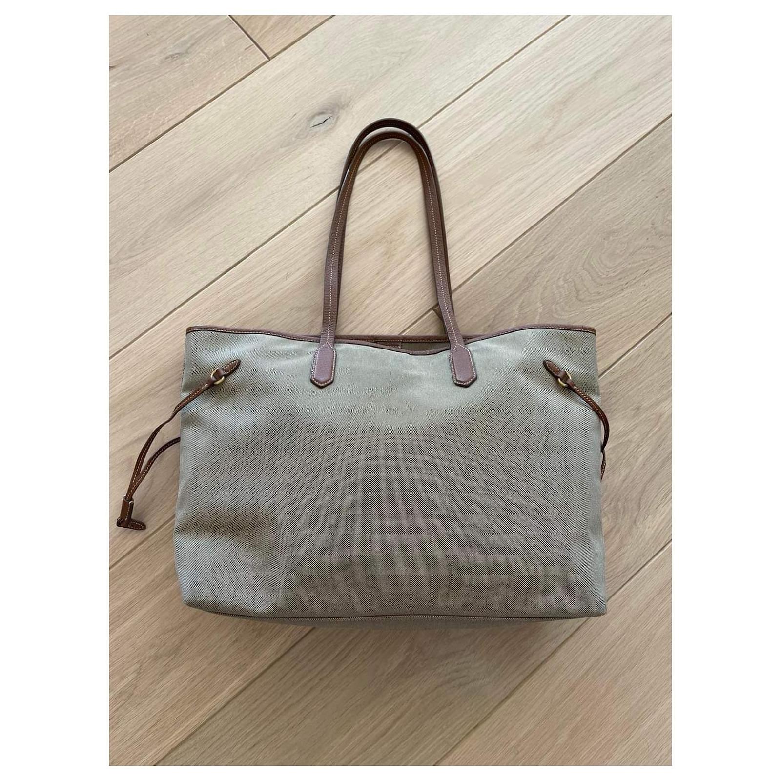 Prada Jacquard Logo tote Corda Moro logo monogram Brown Khaki Leather ...