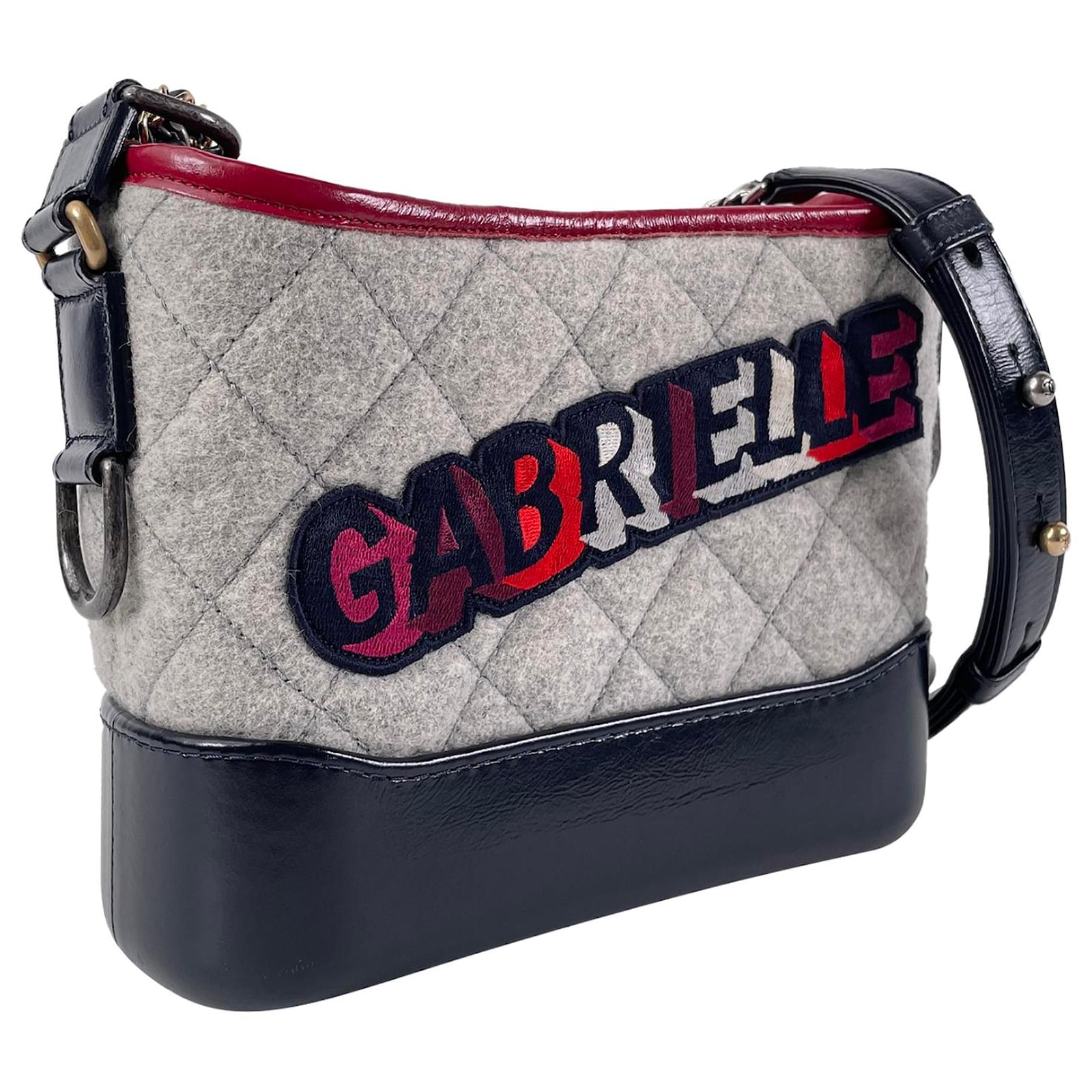 Chanel Gray Small Wool Gabrielle Crossbody Grey Leather Pony-style ...