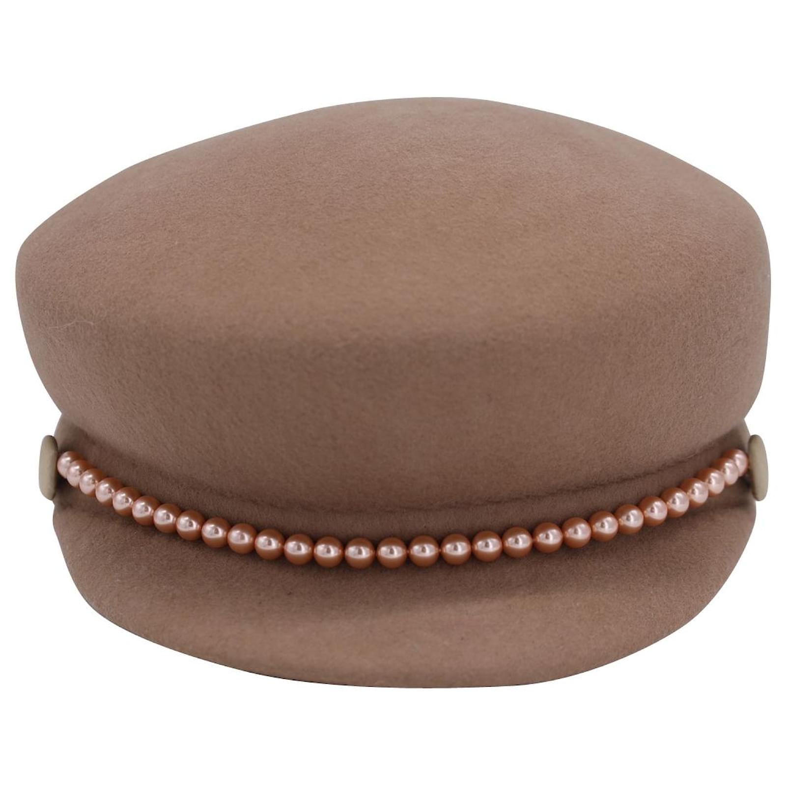 Eugenia Kim Faux Pearl Sabrina Felt Cap in Beige Wool ref.1089301 ...