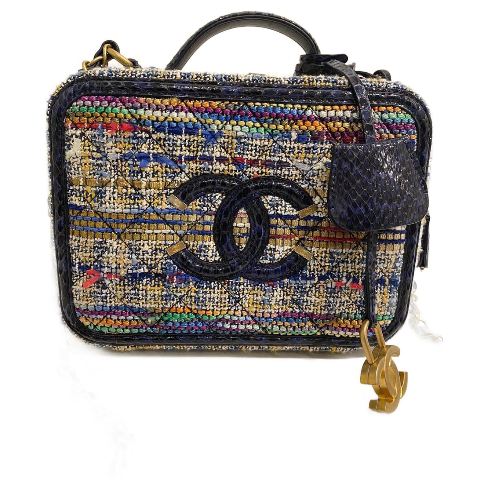 Chanel 2018 medium tweed vanity case with blue python trim, Limited ...