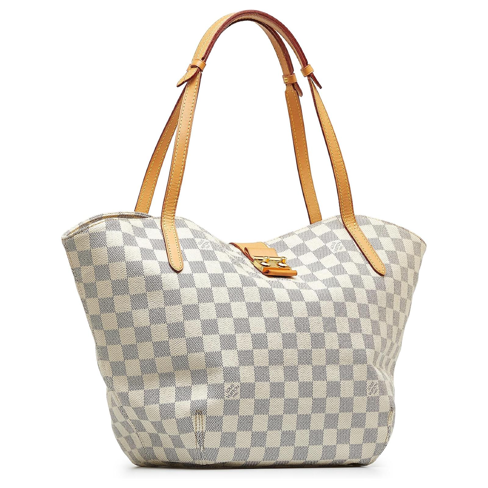 Louis Vuitton White Damier Azur Salina PM Leather Cloth ref.1104542 ...