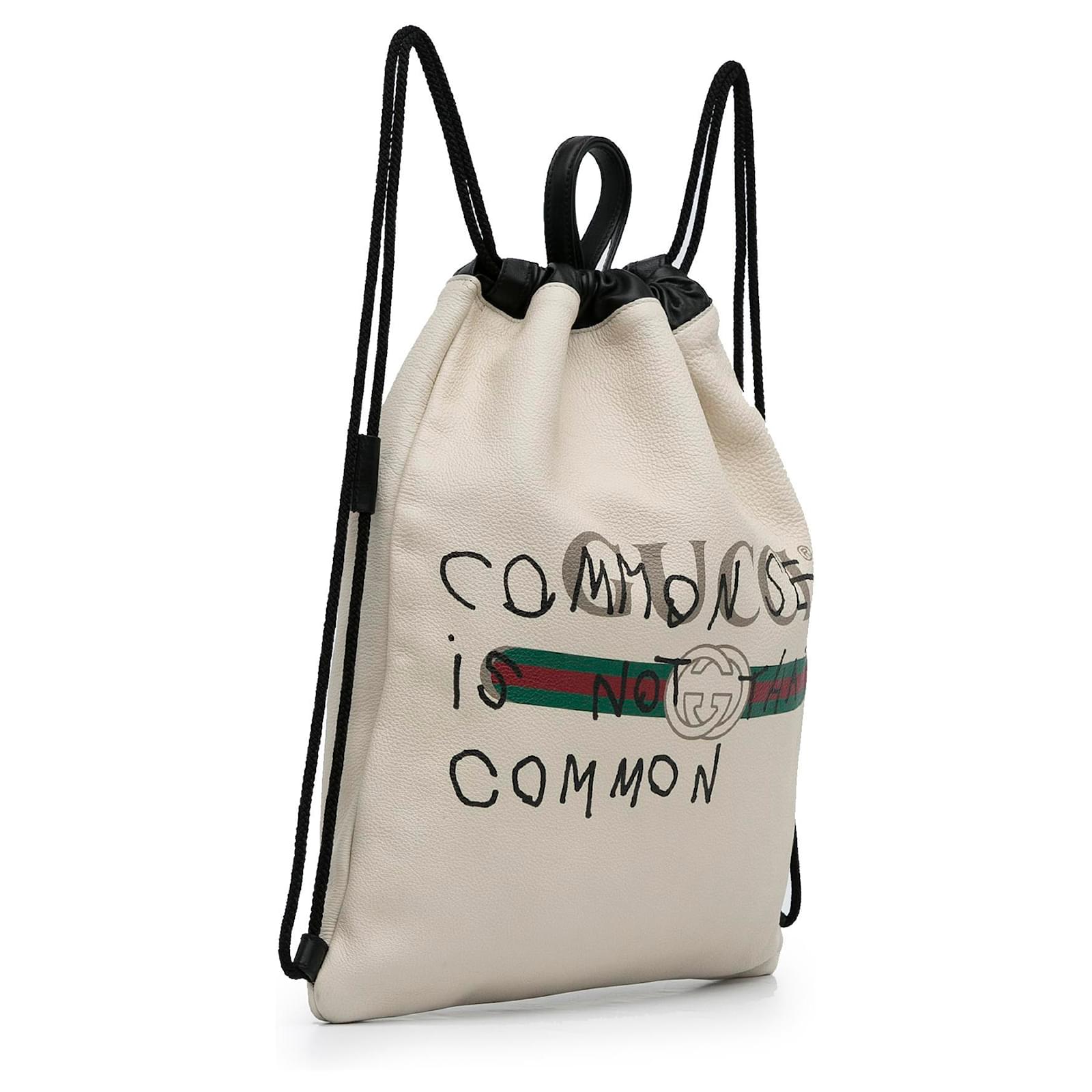 Gucci White Coco Capitan Logo Drawstring Backpack Leather Pony-style ...