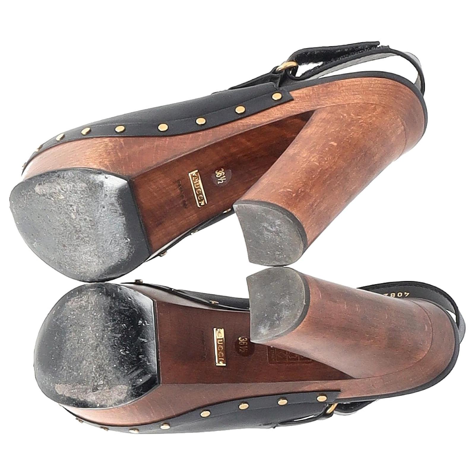 Gucci Horsebit Slingback Platform Clogs in Black Leather ref.1113186 ...