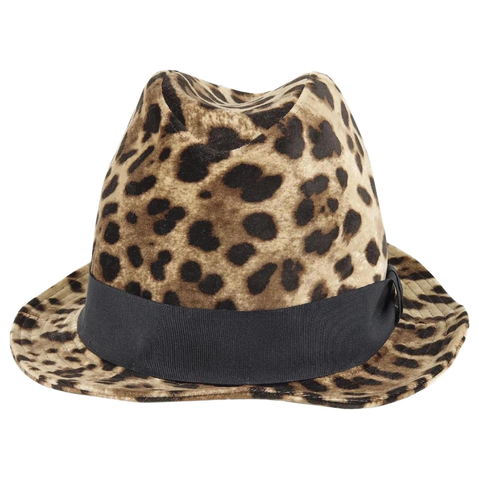 Dolce & Gabbana Leopard Print Fedora Hat Velvet ref.1113986 - Joli Closet